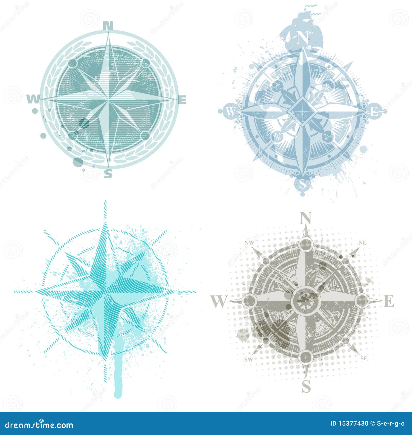 Windroos vier vector illustratie. Illustration of schip - 15377430