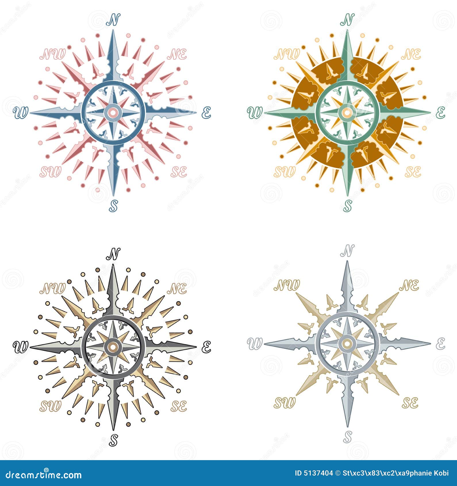 Windrose ilustración del vector. Ilustración de rosa, color - 5137404