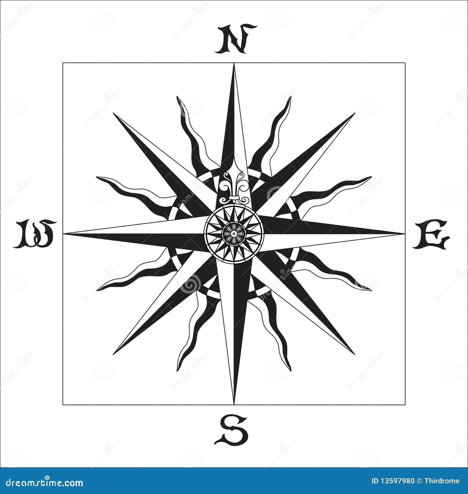 Windrose alt vektor abbildung. Bild von geographie, retro - 13597980