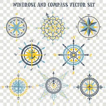 Windrose and Compass Vector Set for Map Builder and Cartography Vector ...