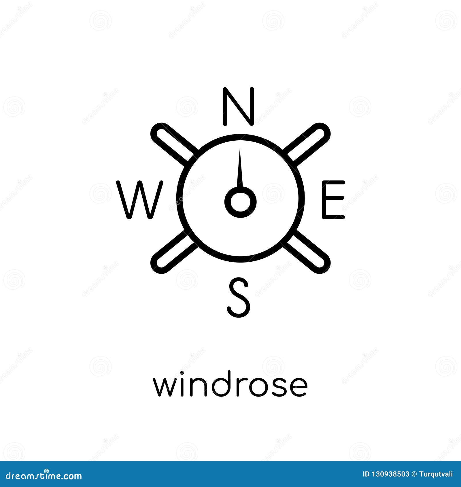 Windrose Icon. Trendy Modern Flat Linear Vector Windrose Icon on Stock ...
