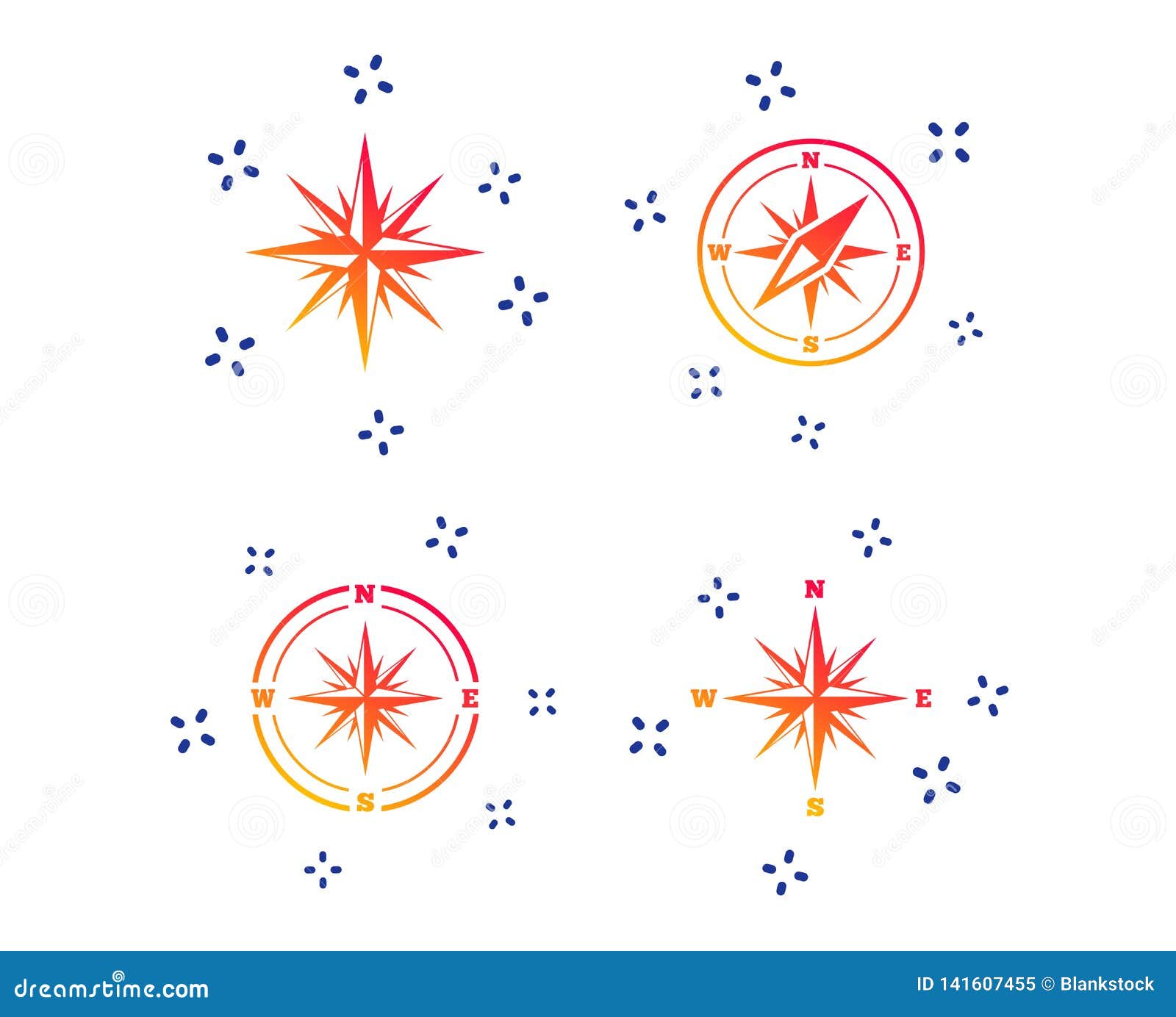Windrose Navigation Icons. Compass Symbols. Vector Stock Vector ...