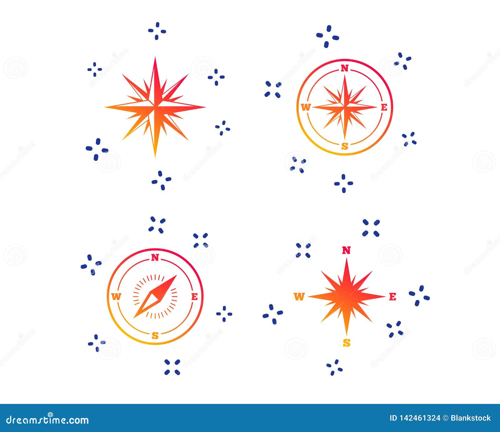 Windrose Navigation Icons. Compass Symbols. Vector Stock Vector ...
