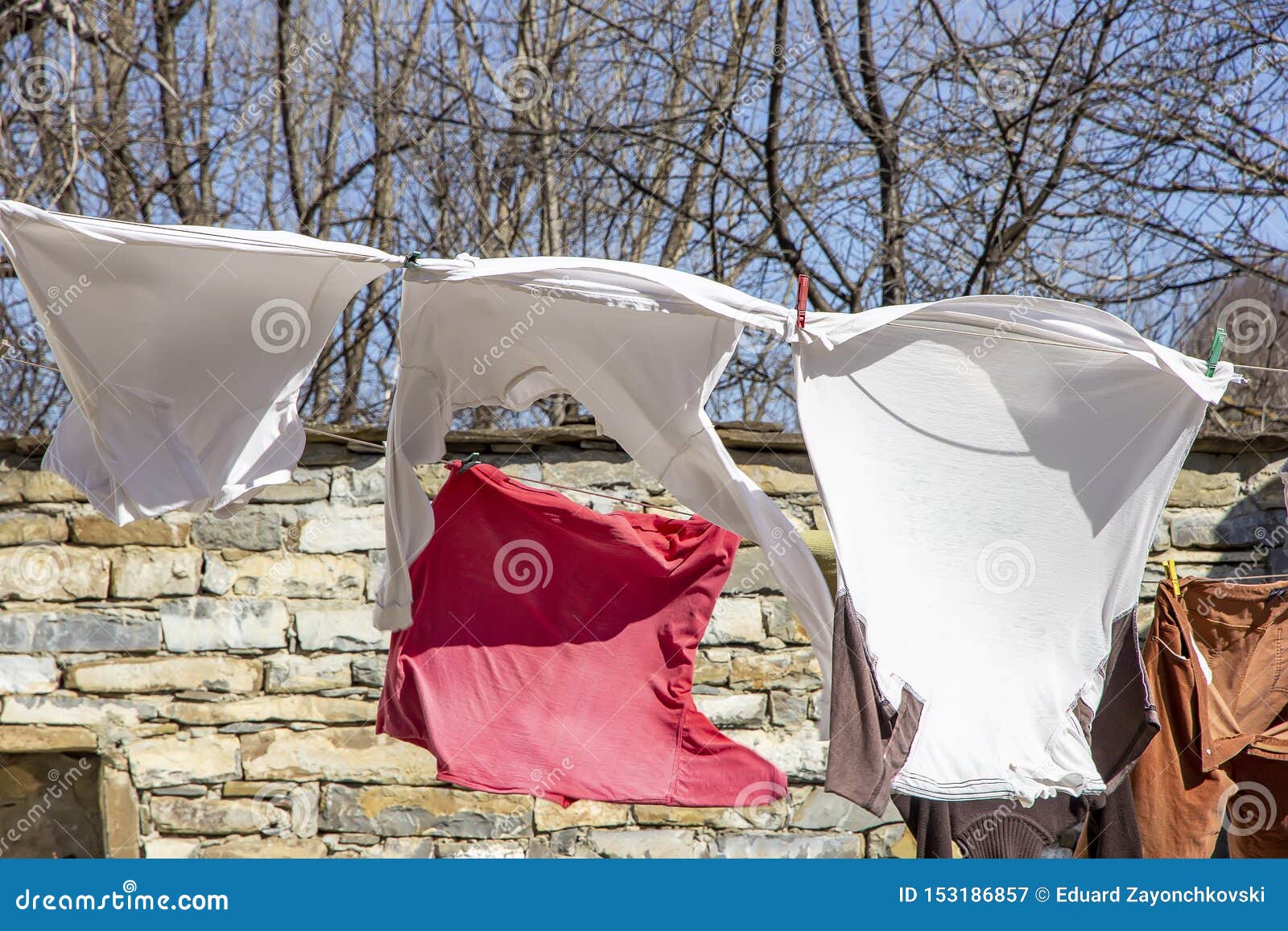 Clean Washing Clothes, on the Rope Stock Image - Image of fresh ...
