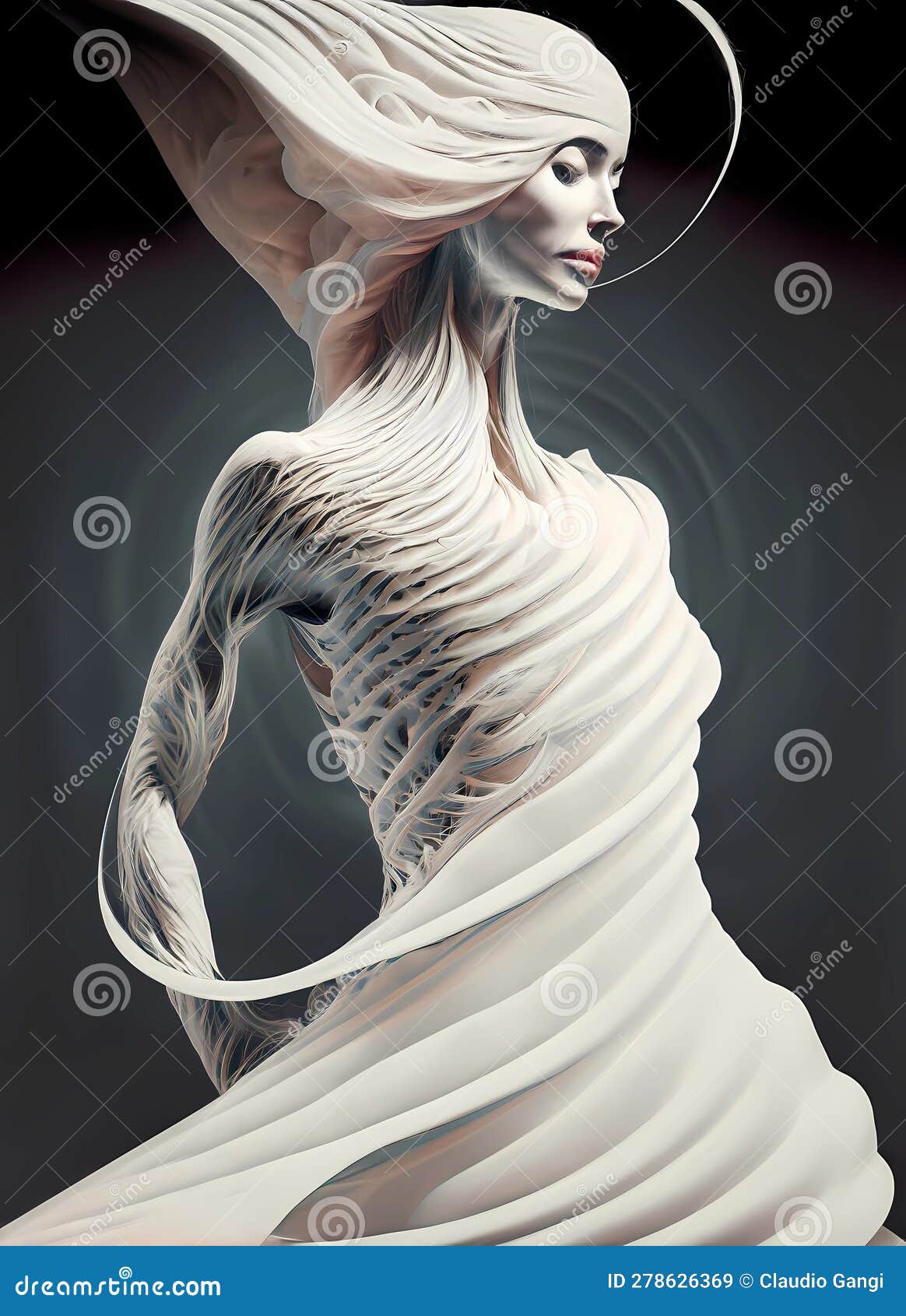 Winds of the Shape of the Twisting and Rotating Full Body White Woman ...