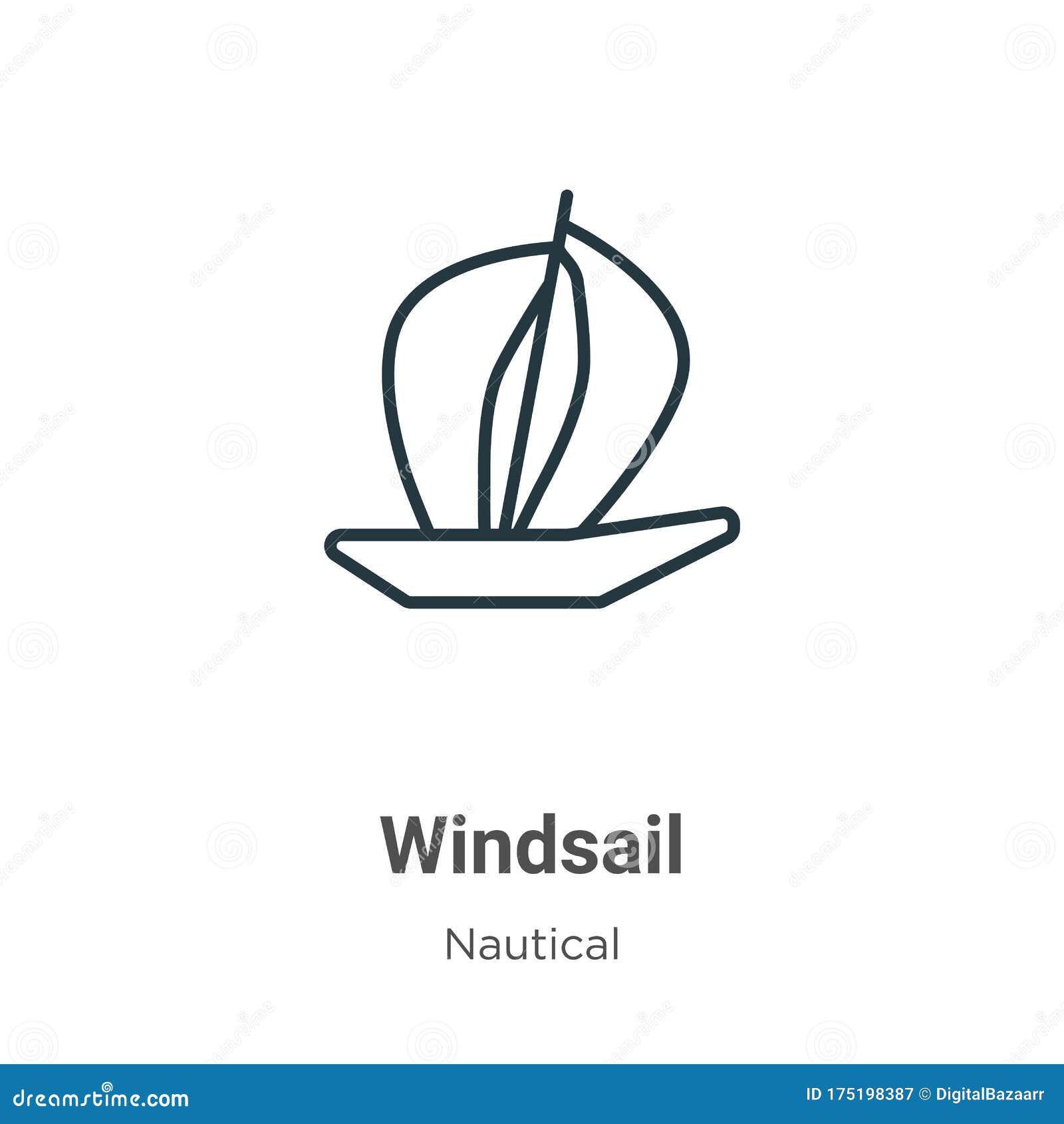 Windsail Outline Vector Icon. Thin Line Black Windsail Icon, Flat ...