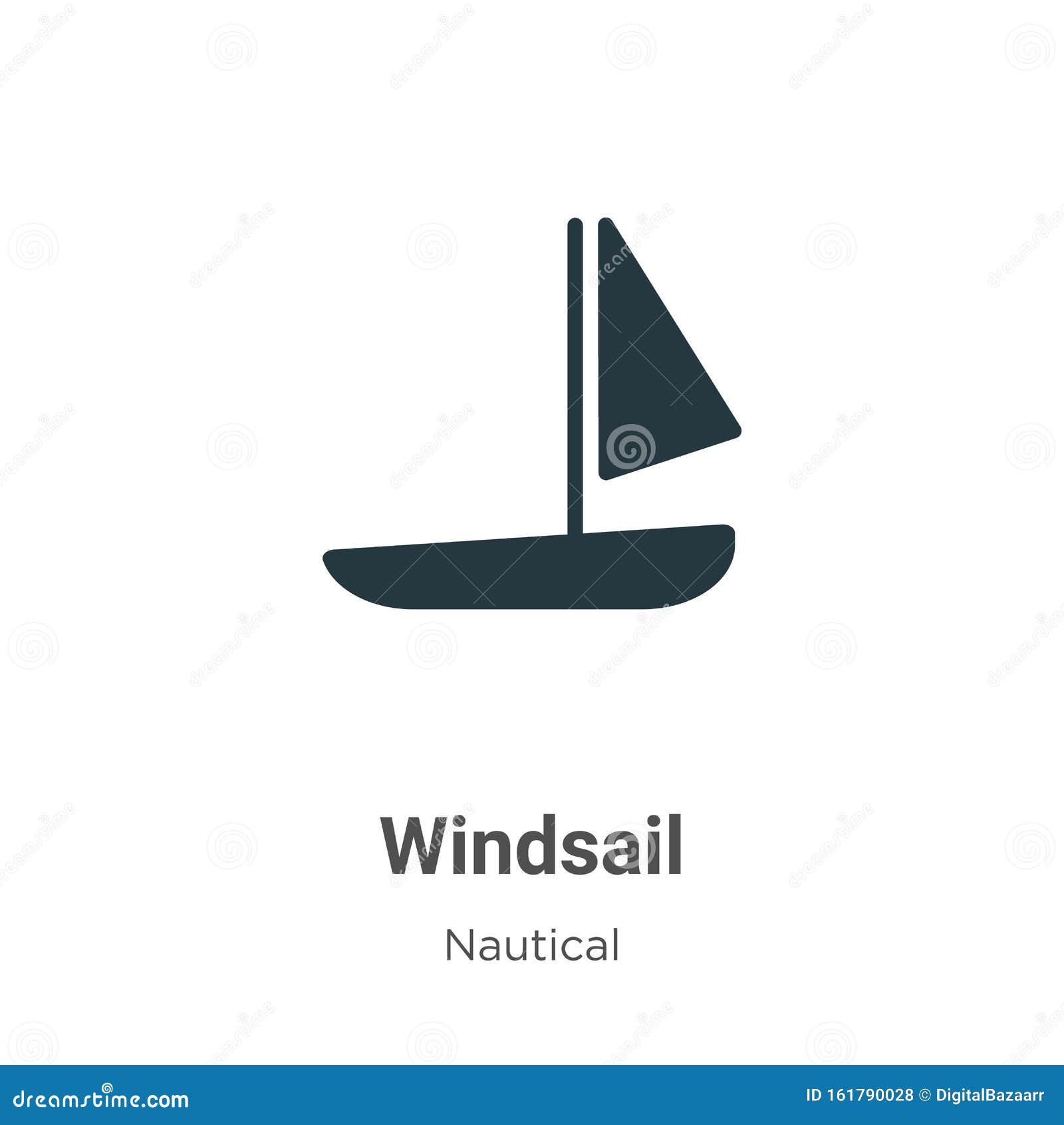 Windsail Vector Icon on White Background. Flat Vector Windsail Icon ...