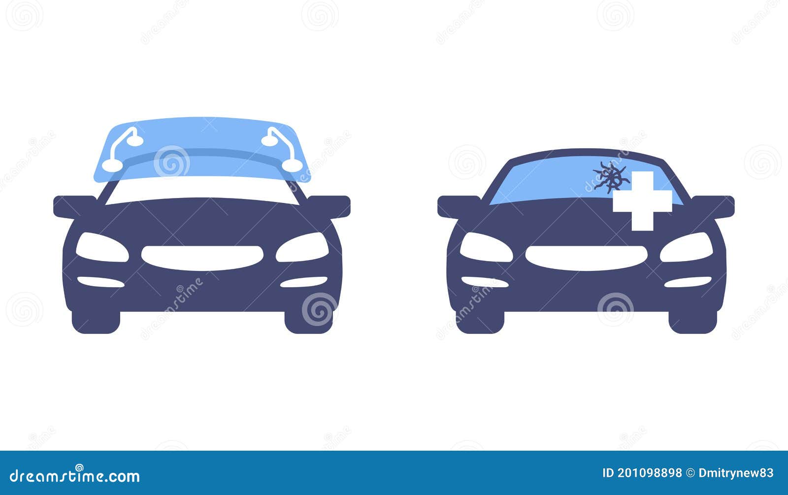 Windscreen Replacement Icons for Car Service Stock Vector ...