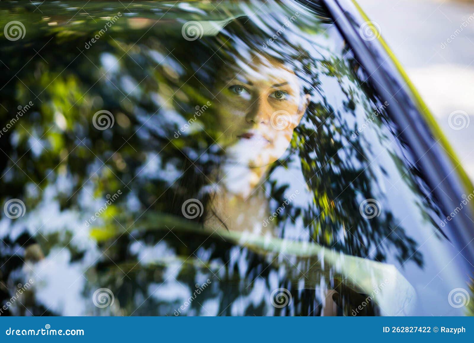Windscreen View and Woman Inside Stock Photo - Image of woman, inside ...