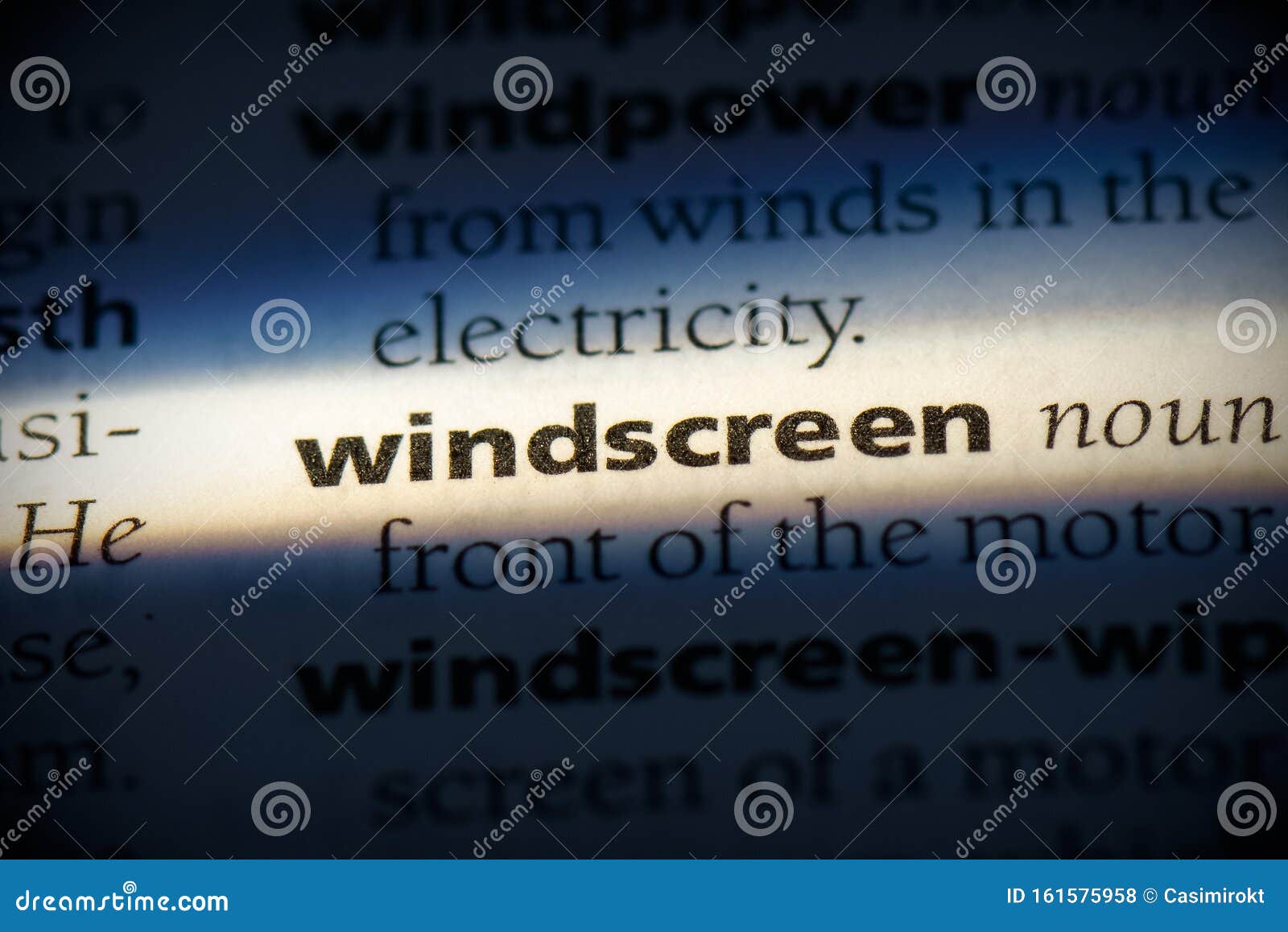 Windscreen stock photo. Image of dictionary, definition - 161575958