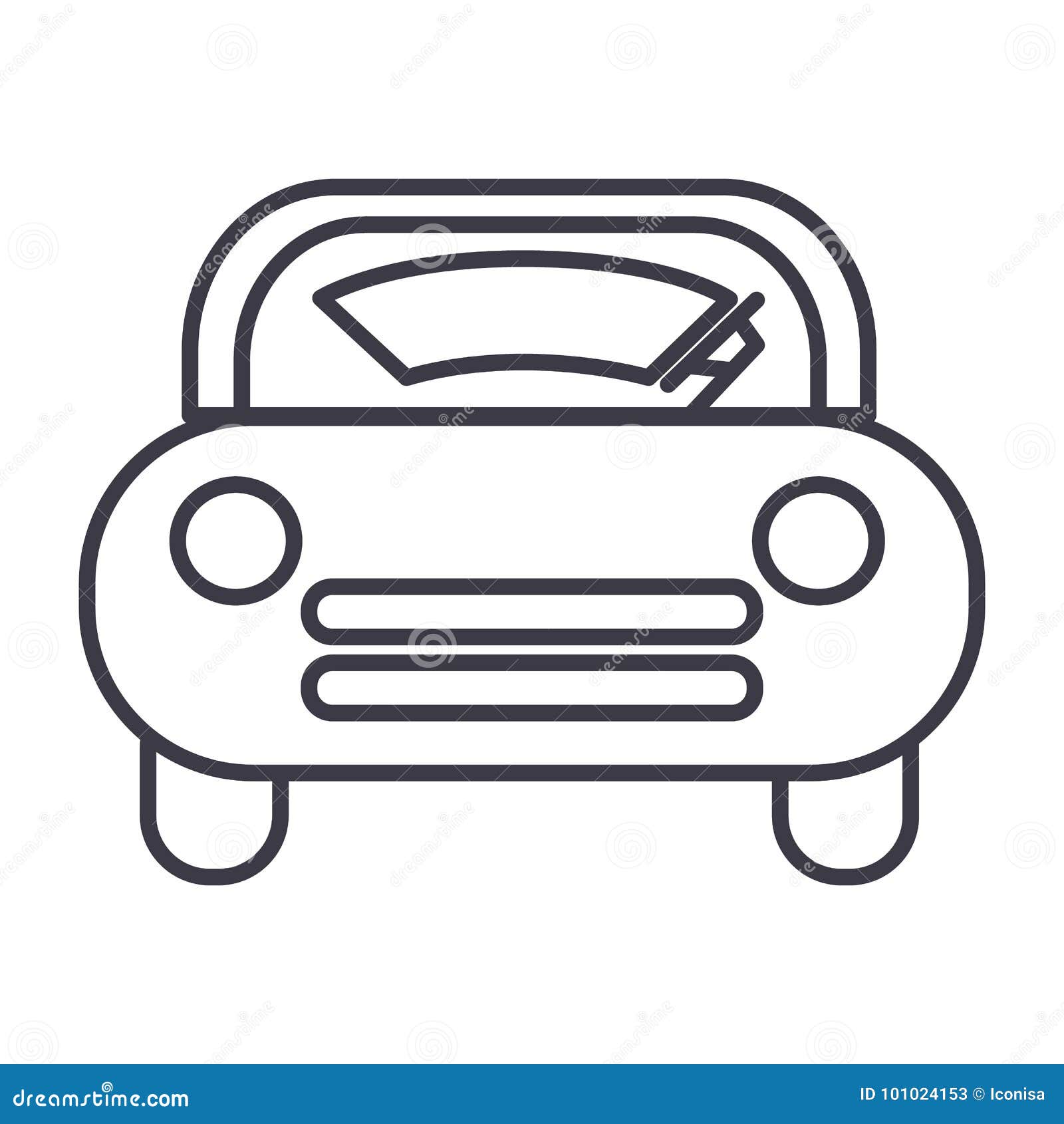 Windshield Car Vector Line Icon, Sign, Illustration on Background ...