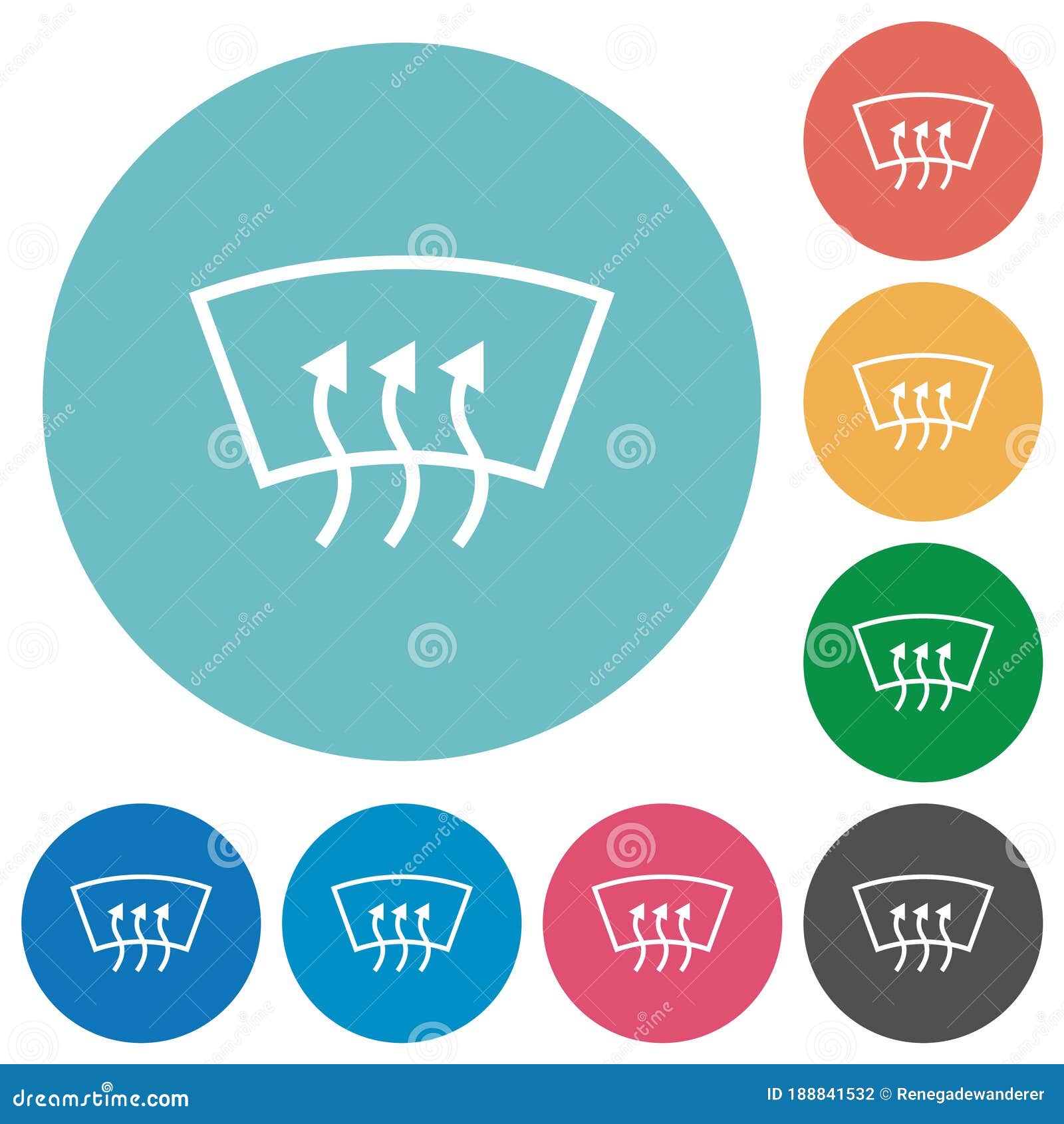 Windshield Defrost Flat Round Icons Stock Vector - Illustration of ...