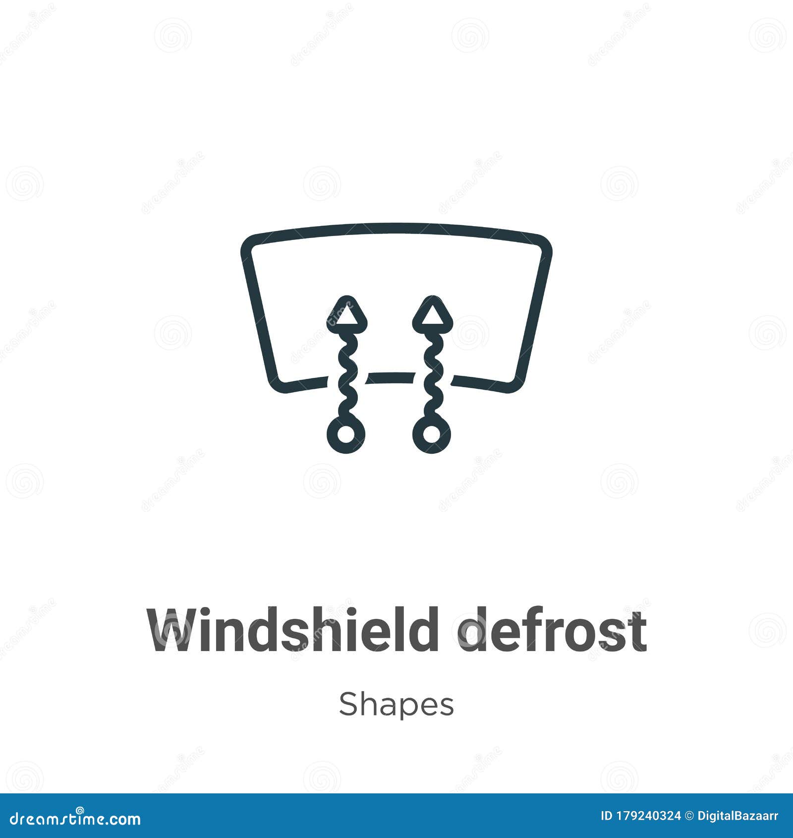 Windshield Defrost Outline Vector Icon. Thin Line Black Windshield ...