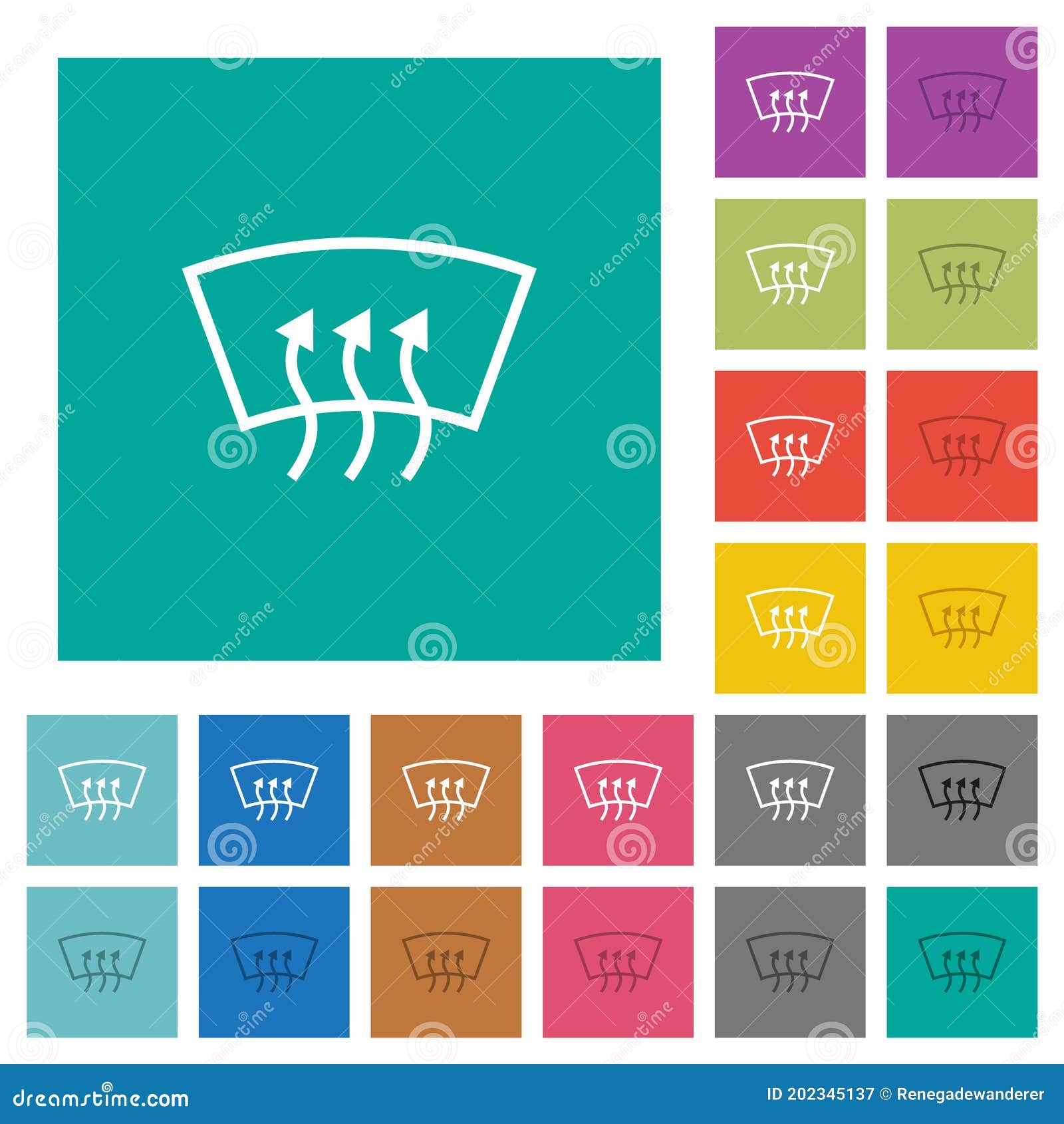 Windshield Defrost Square Flat Multi Colored Icons Stock Vector ...