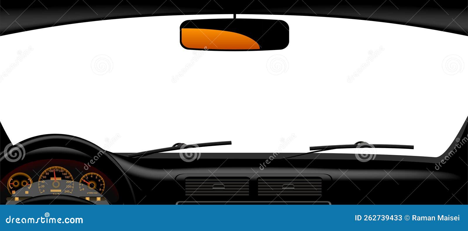 Windshield Frame Against The Backdrop Of Night City Lights From Inside ...