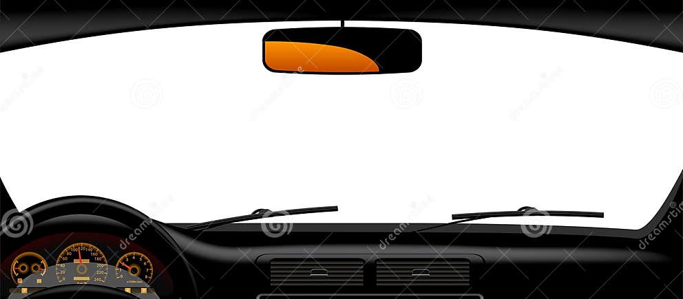 Windshield Frame and Banner Inside the Car Stock Vector - Illustration ...