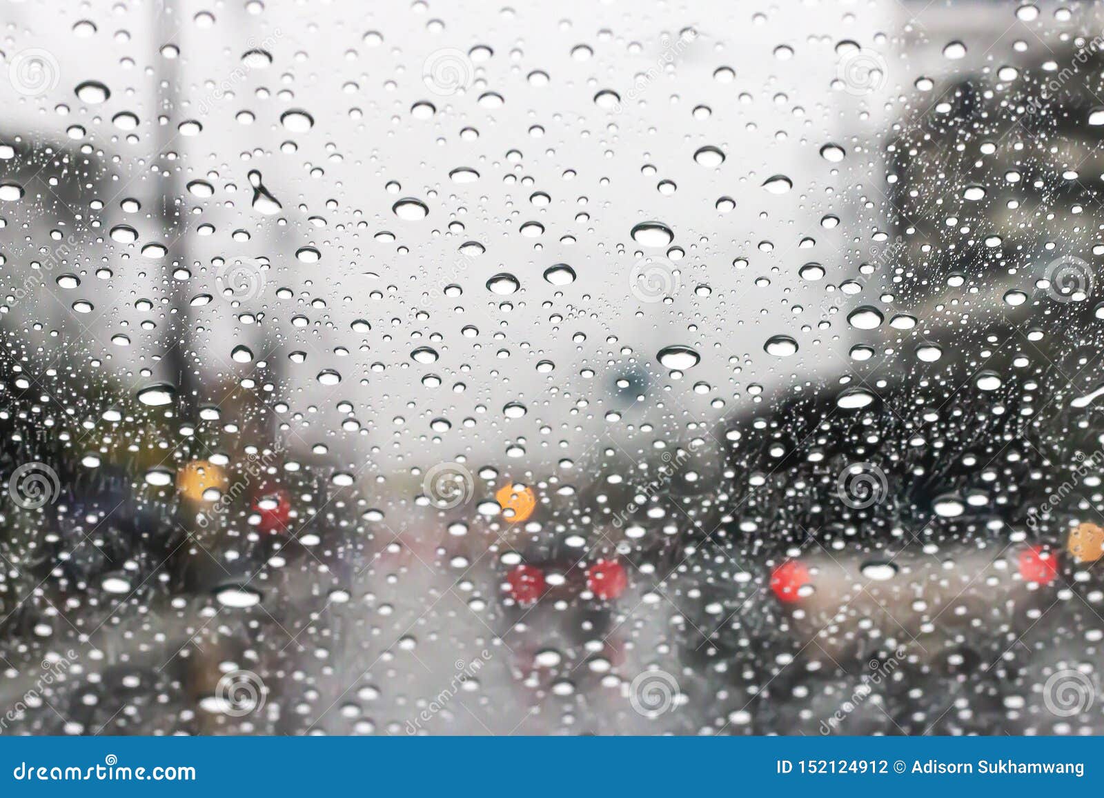The Windshield Has Rain Water on the Road when Driving on the City ...