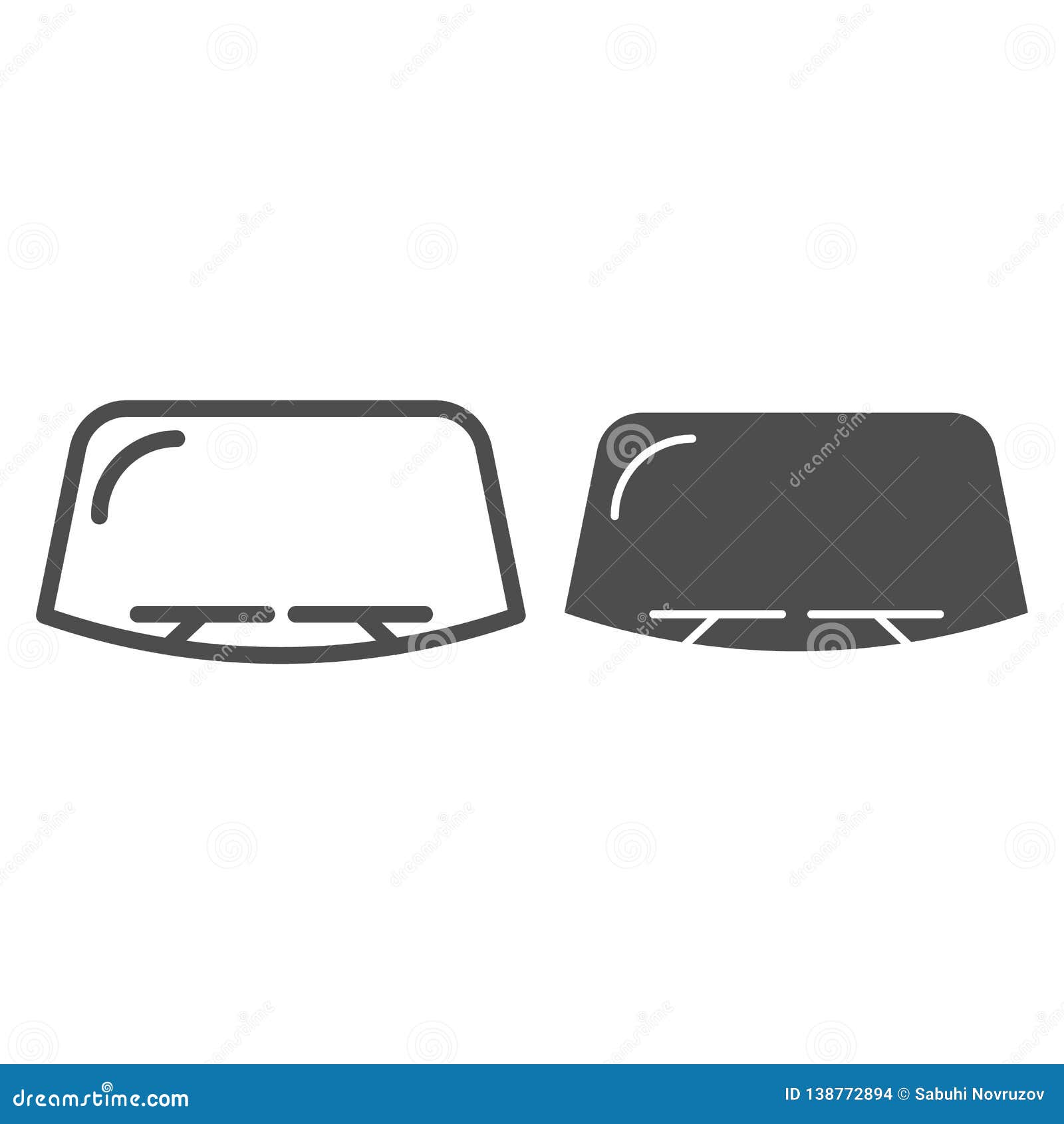 Windshield Line and Glyph Icon. Car Window Vector Illustration Isolated ...