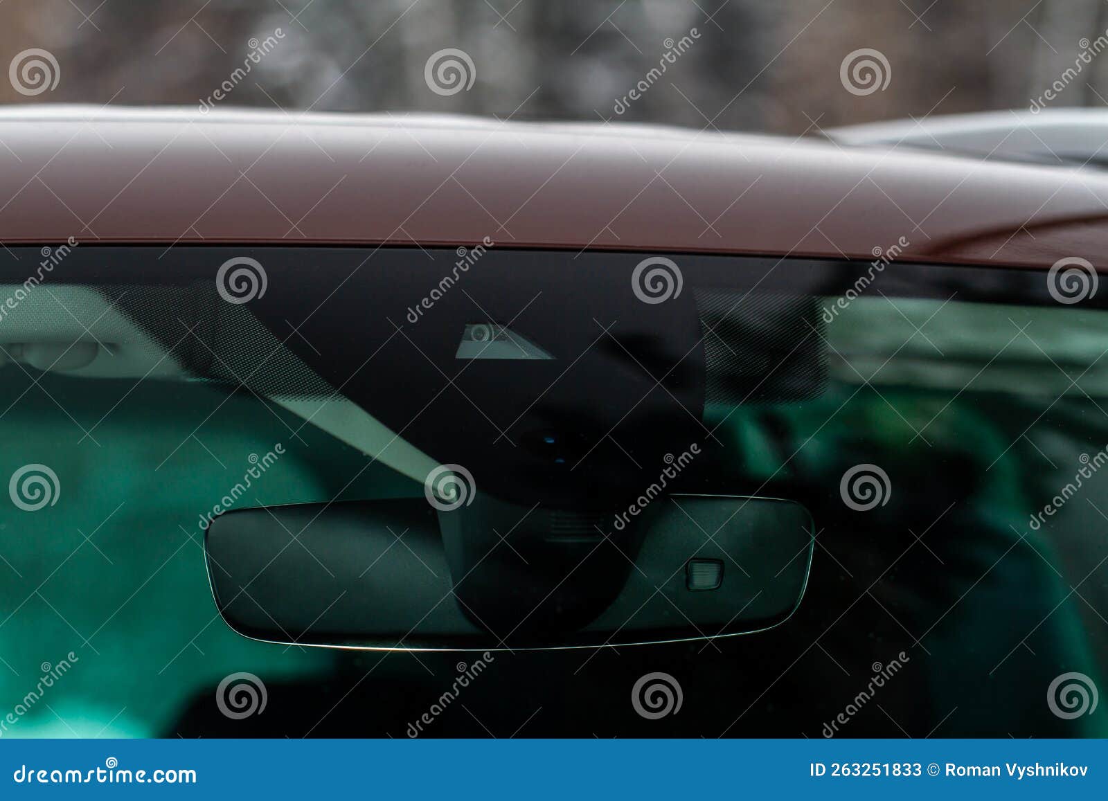 Windshield Rain and Light Sensors of Modern Car. Stock Image - Image of ...