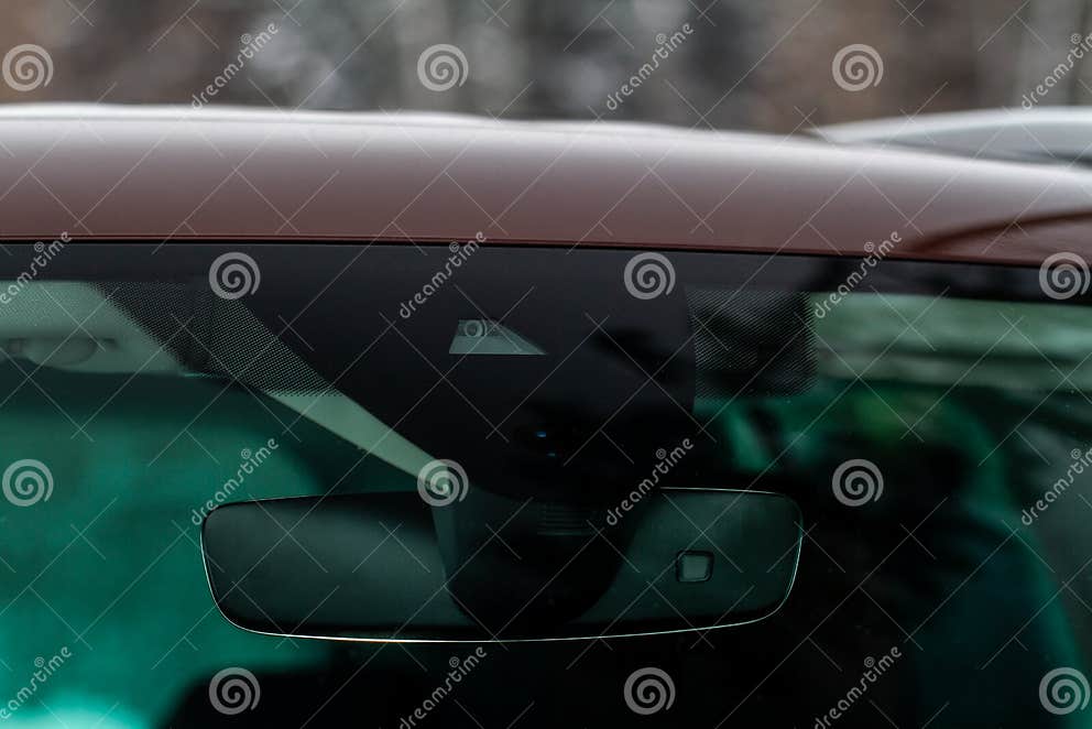 Windshield Rain and Light Sensors of Modern Car. Stock Image - Image of ...