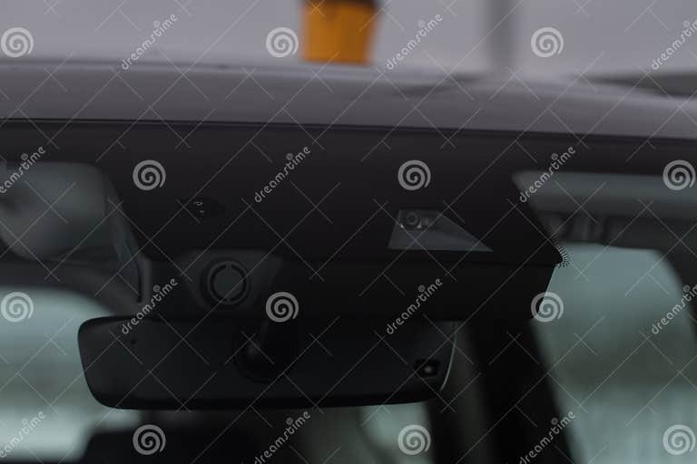 Windshield Rain and Light Sensors of Modern Car. Stock Photo - Image of ...