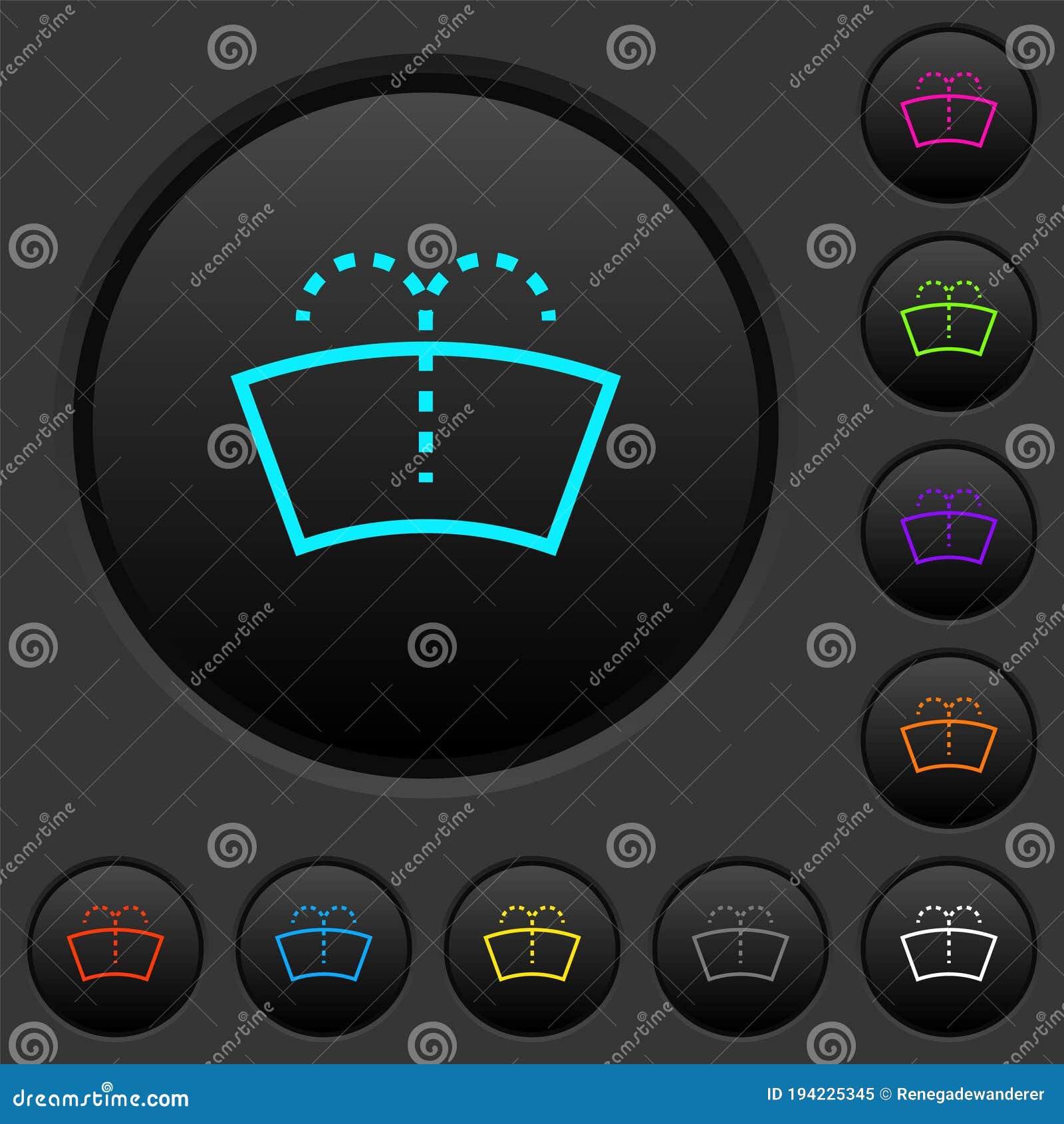 Windshield Washer Dark Push Buttons with Color Icons Stock Vector ... Windshield Washer Dark Push Buttons with Color Icons Stock Vector ...