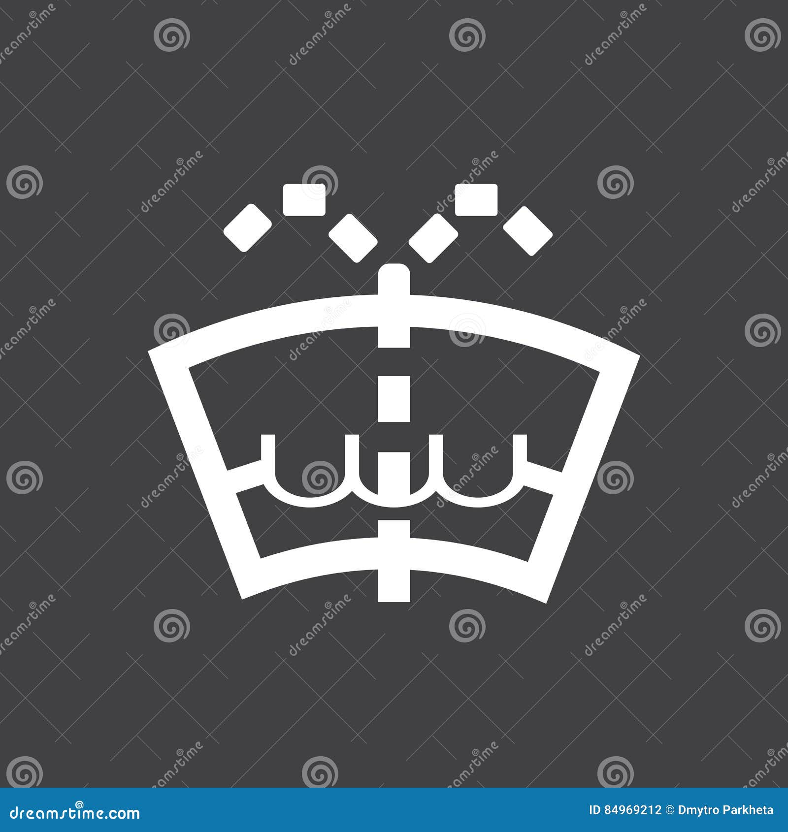 Windshield Washer White Icons On Edged Square Buttons Cartoon Vector ...