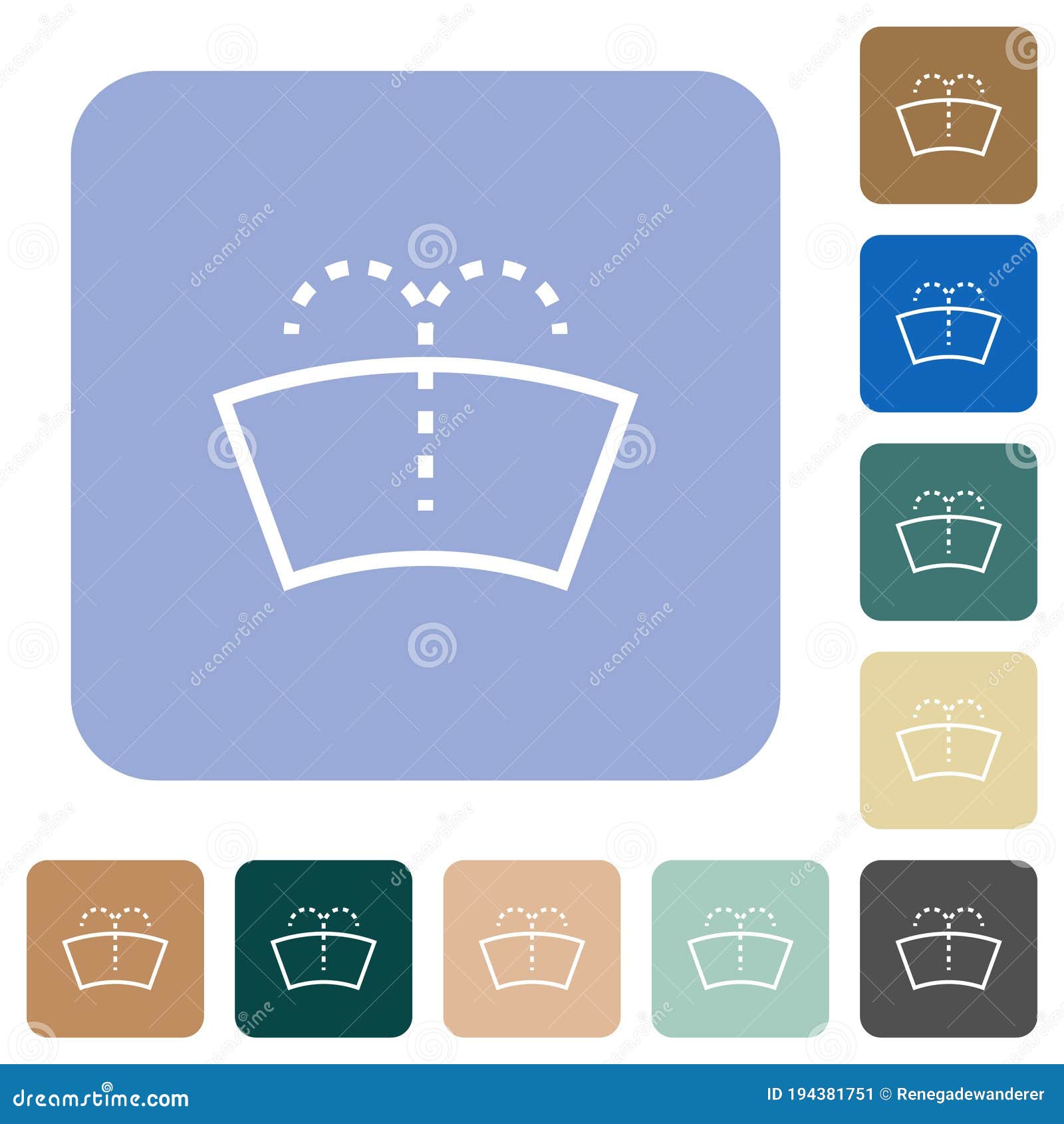 Windshield Washer Rounded Square Flat Icons Stock Vector - Illustration ...