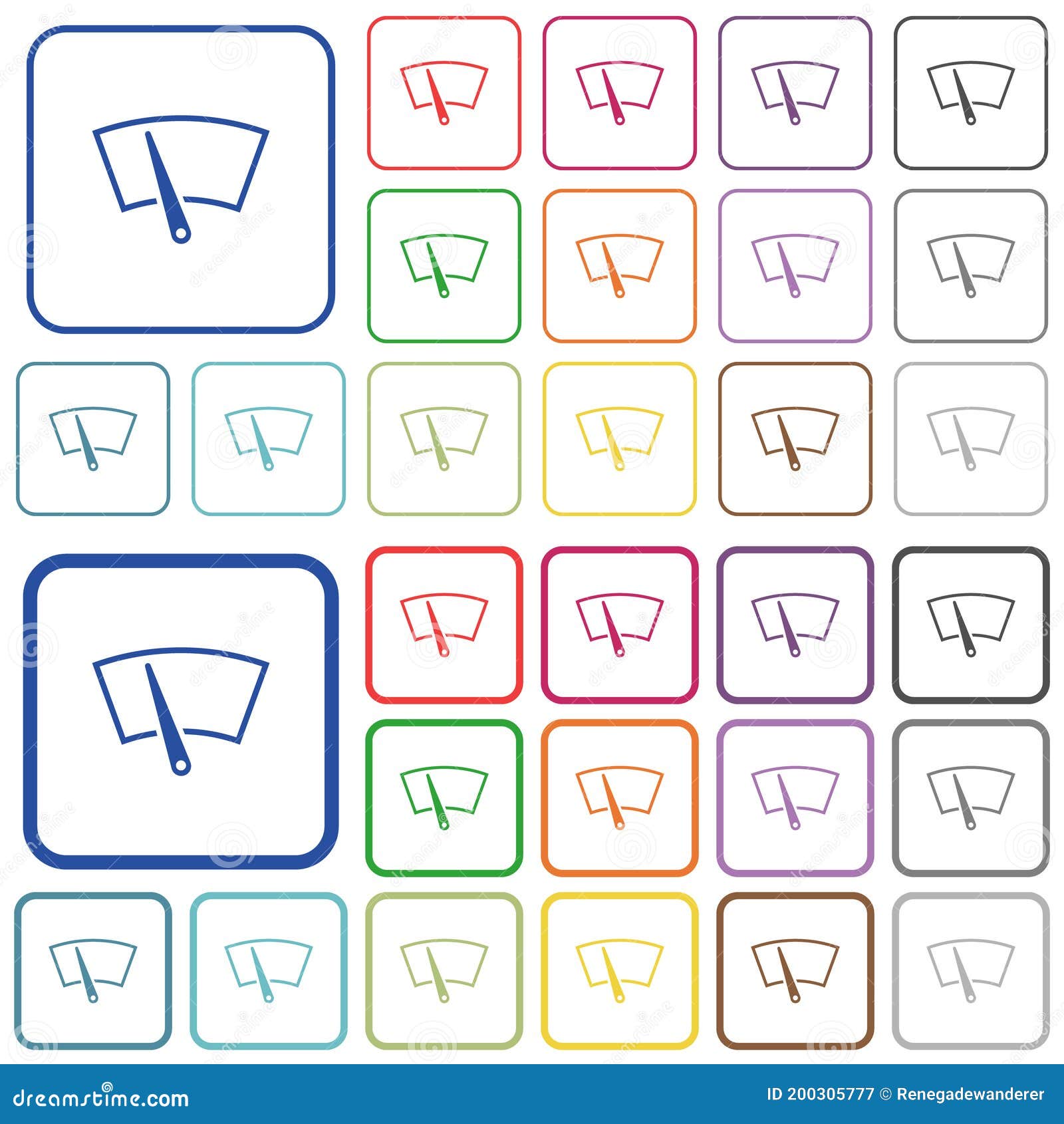 Windshield Wiper Outlined Flat Color Icons Stock Vector - Illustration of icons, window: 200305777