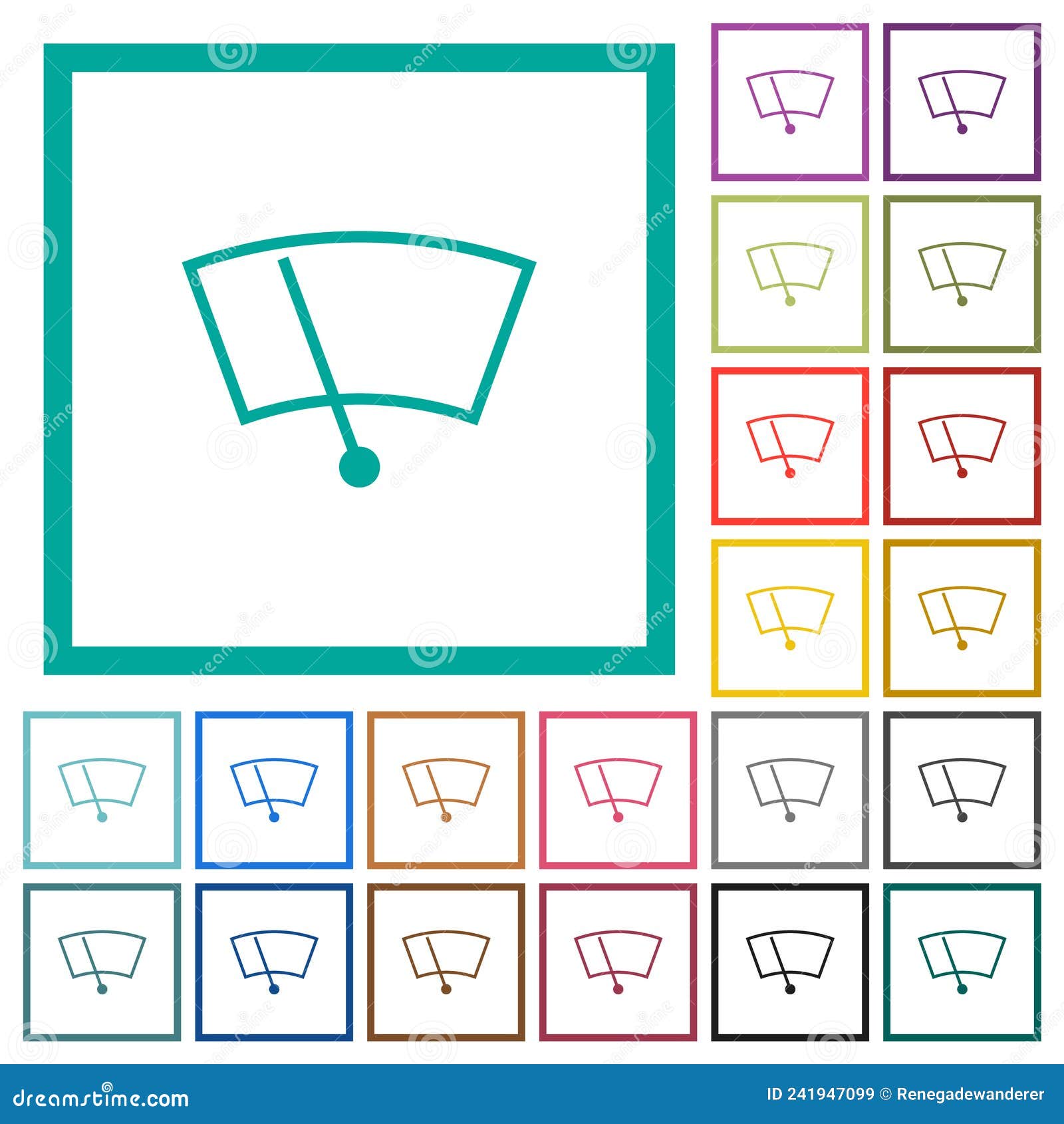 Windshield Wiper Flat Color Icons with Quadrant Frames Stock Vector ...