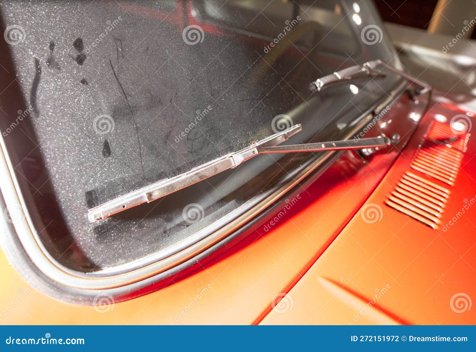 Windshield Wiper on the Window of a Red Car. Stock Photo - Image of ...