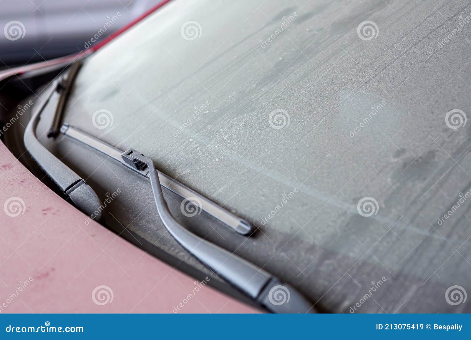 Windshield Wipers of a Dirty Car Covered with a Layer of Dust. Stock ...