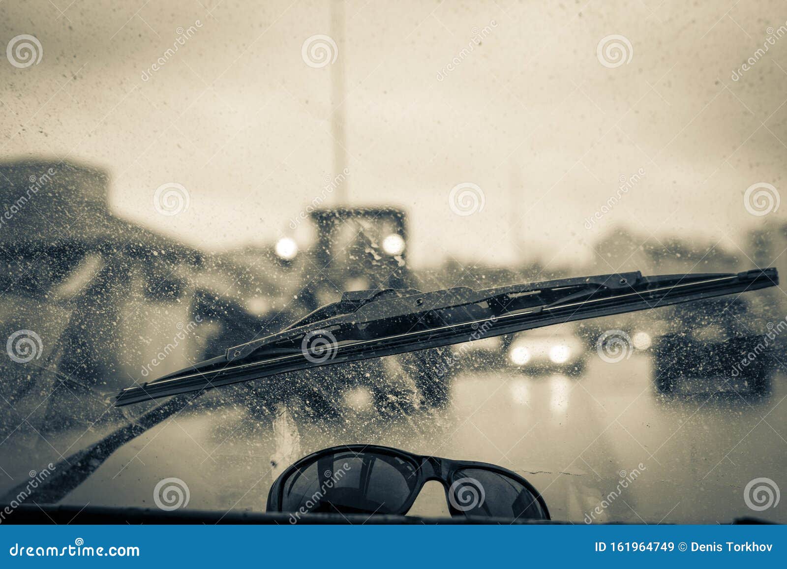 Windshield Wipers from Inside of Car, Season Rain Stock Image - Image ...