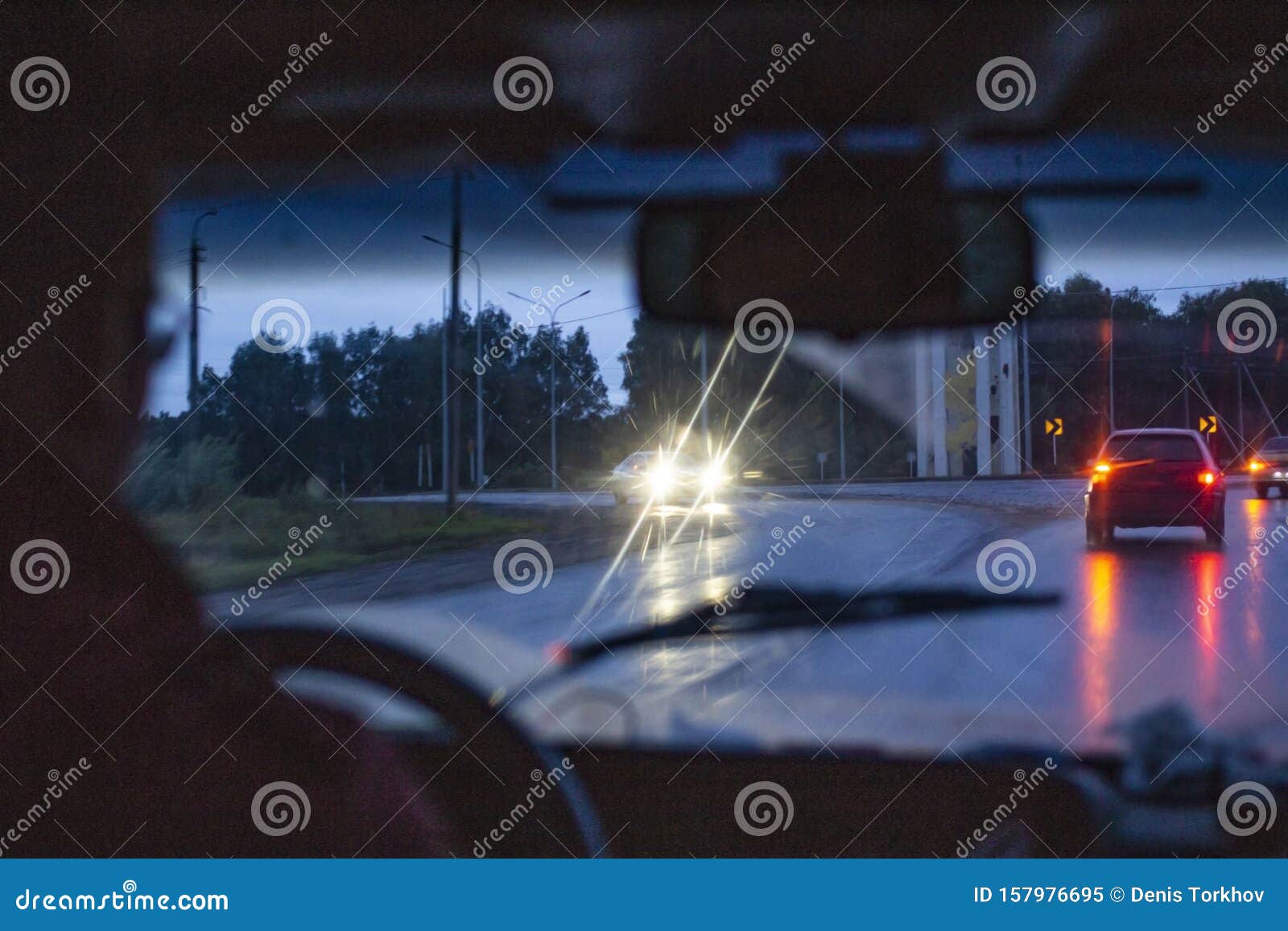 Windshield Wipers from Inside of Car, Season Rain, Front and Background ...