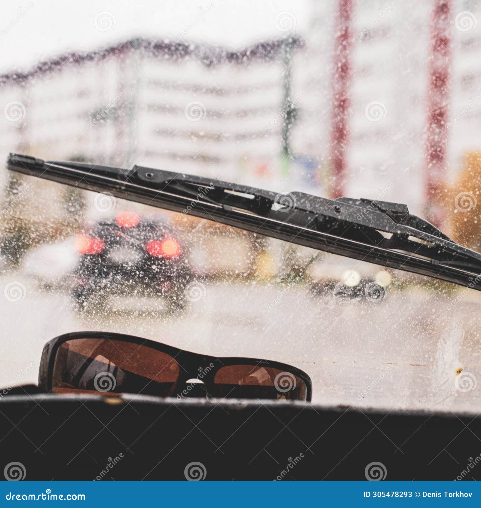 Windshield Wipers from Inside of Car, Season Rain. the Problem of Poor ...