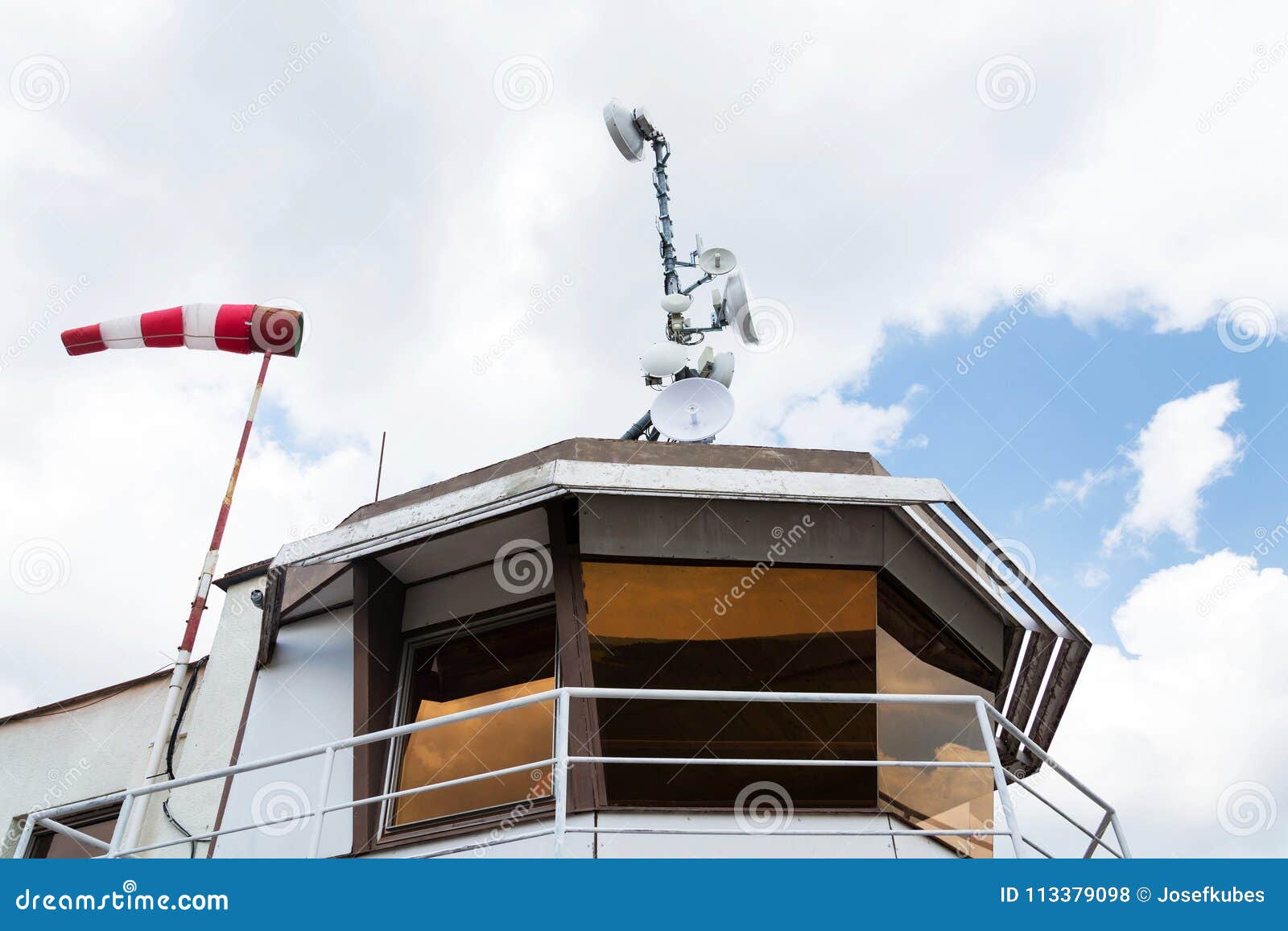 Windsock on Air Traffic Control Tower, Windy Weather Forecast Concept ...