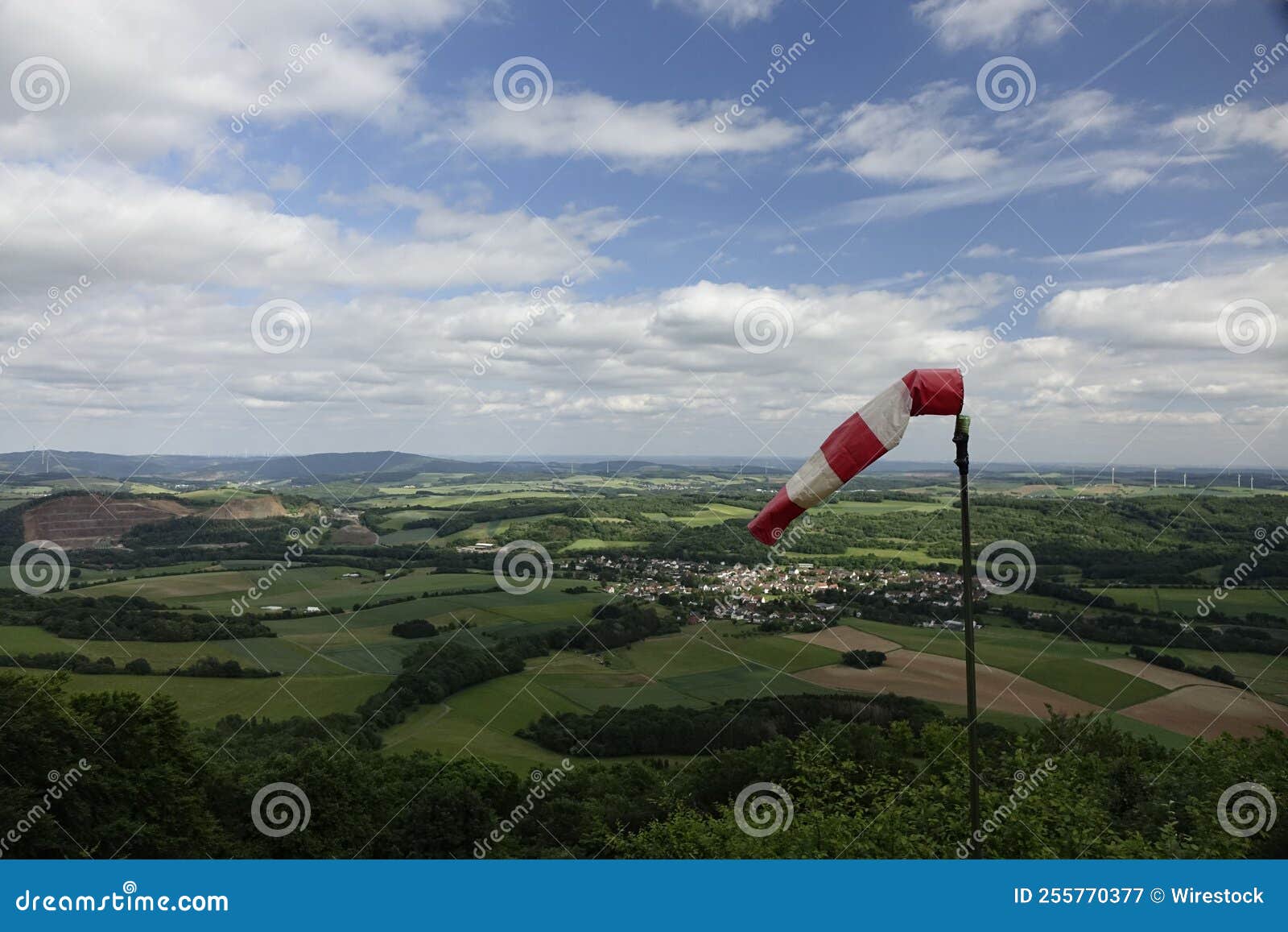 Windsock Blown by the Wind on the Field Stock Image - Image of green ...