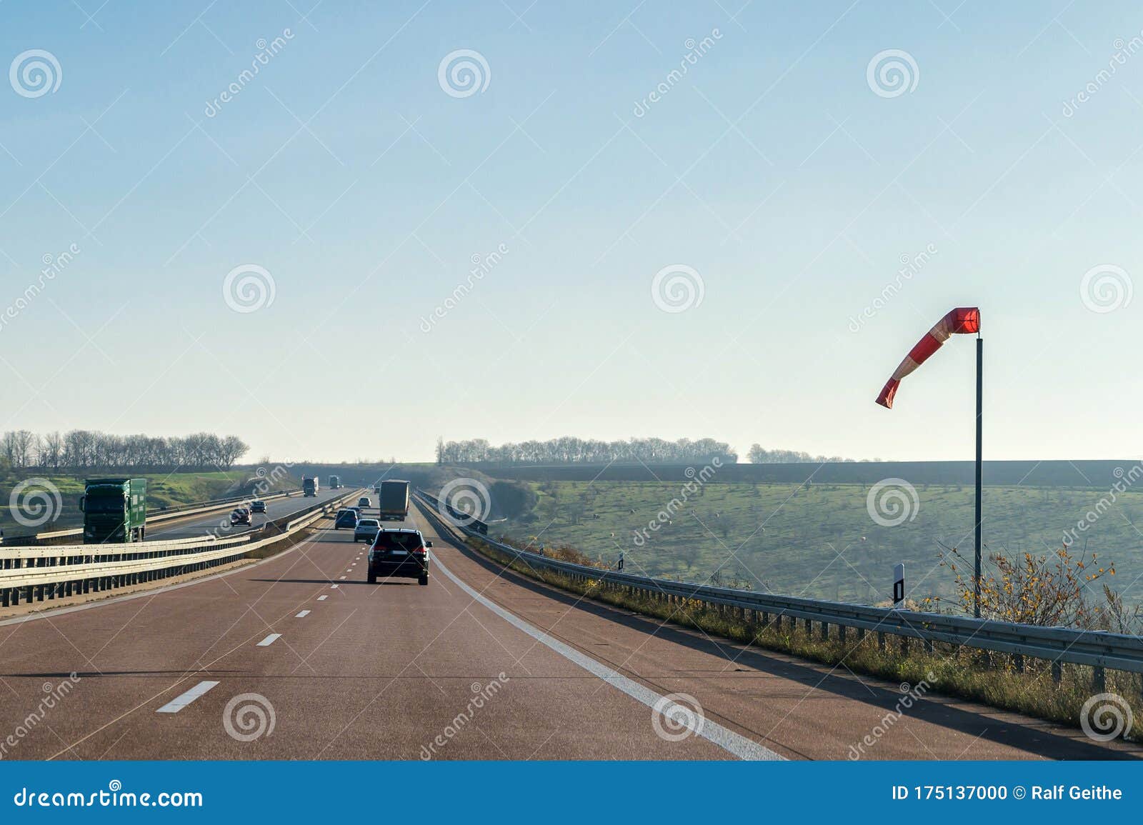 Windsock on the Bridge of a Motorway As an Indication of the Wind ...