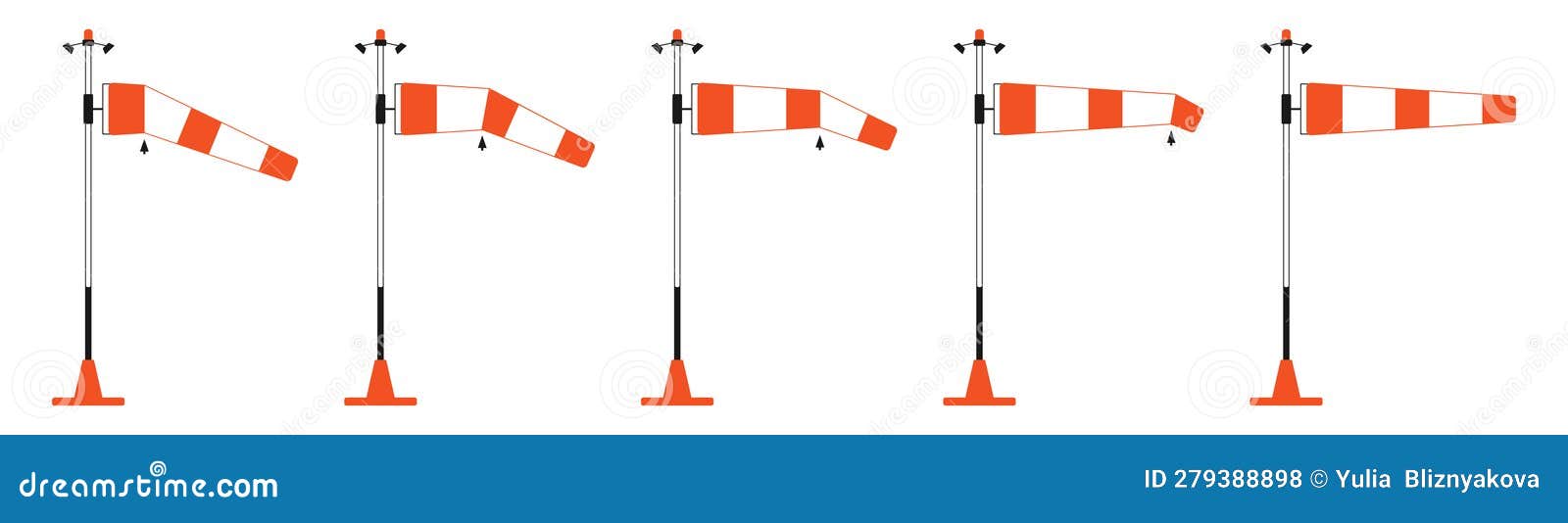 Windsock in Different Positions. Wind Direction Indicator Stock Vector ...
