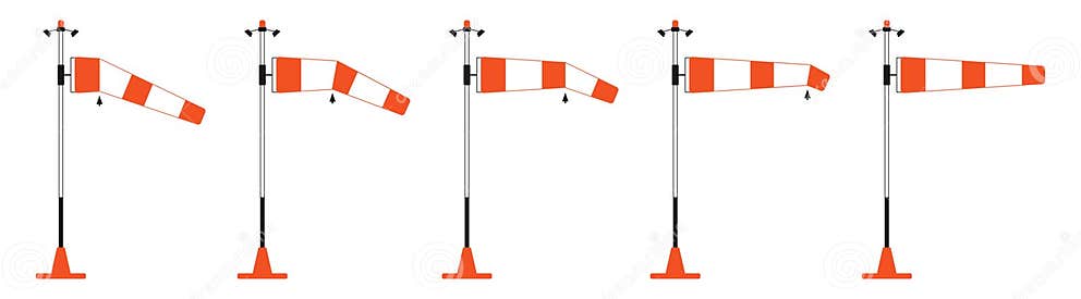 Windsock in Different Positions. Wind Direction Indicator Stock Vector ...