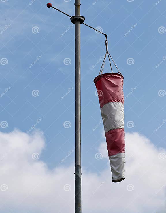 Windsock Flag on Blue Sky Background. Wind Speed Meter Stock Image ...