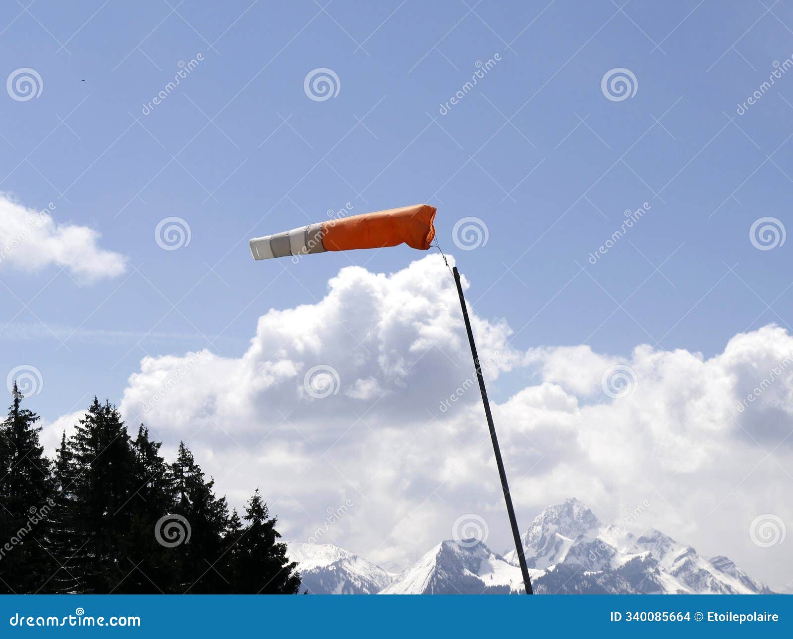 Windsock Flying Horizontaly, Indicating Strong Wind and the Direction ...
