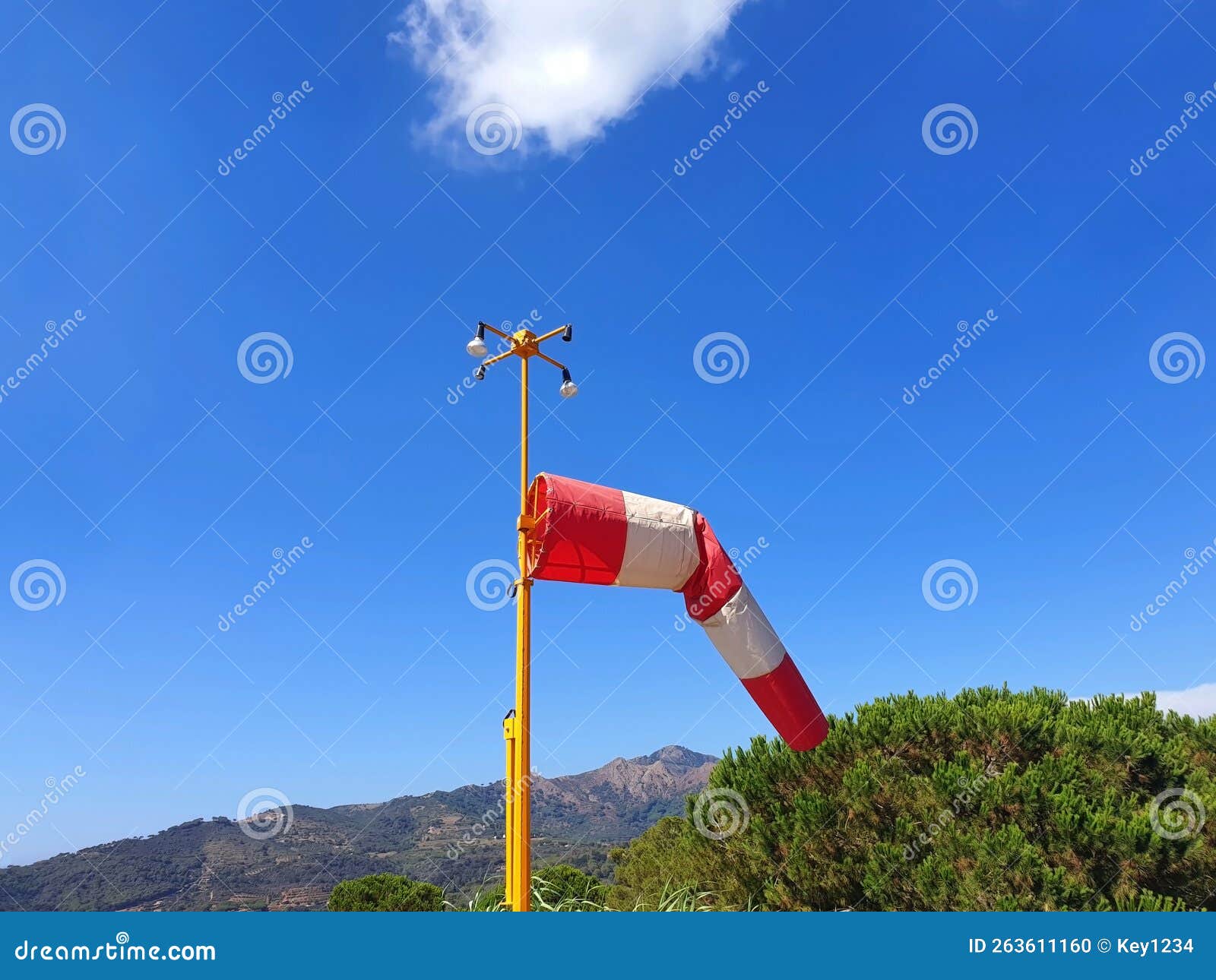 Windsock indicator stock photo. Image of blue, windsock - 263611160