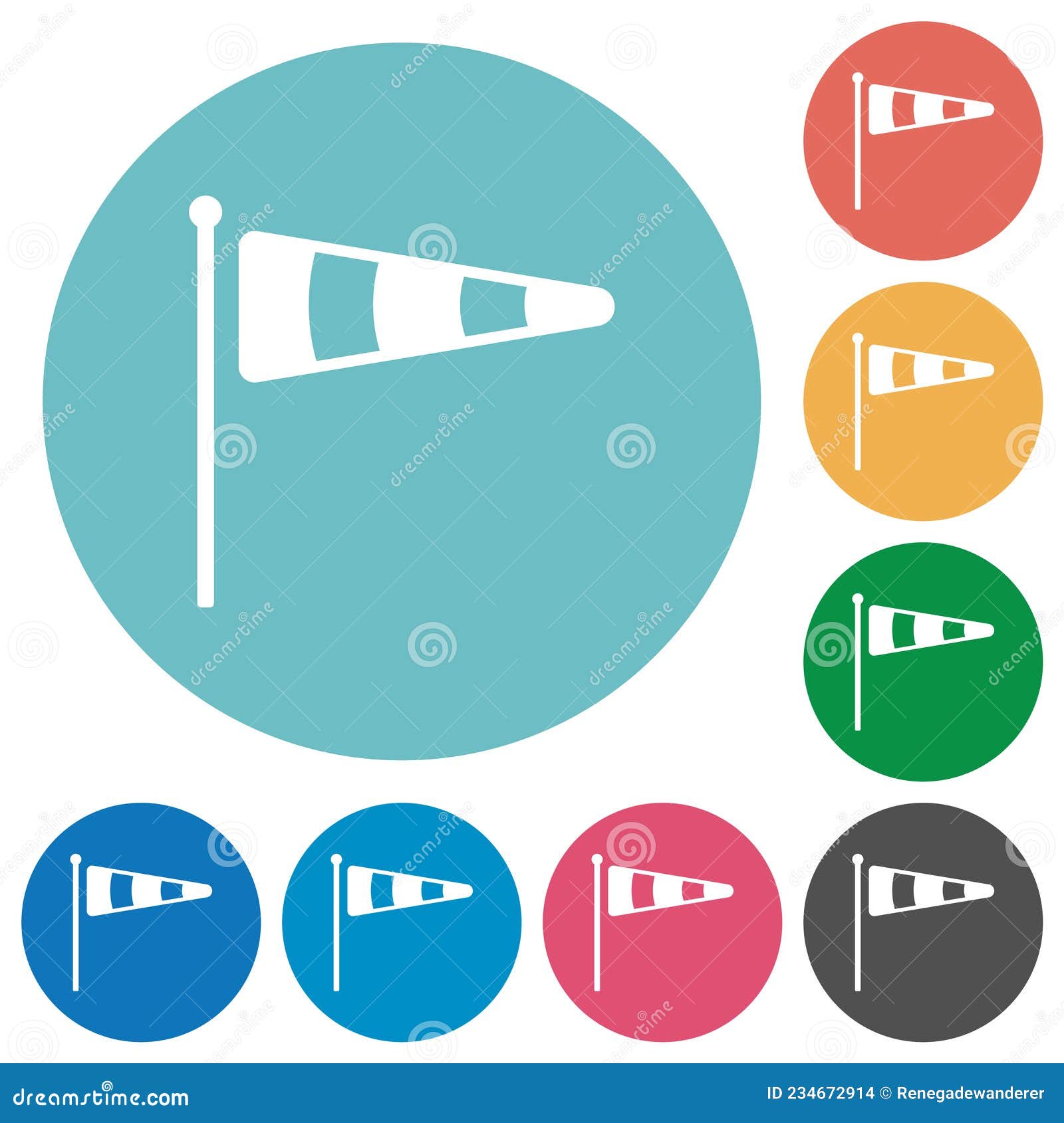 Windsock Indicator Solid Flat Round Icons Stock Vector - Illustration of foresight, silhouette ...