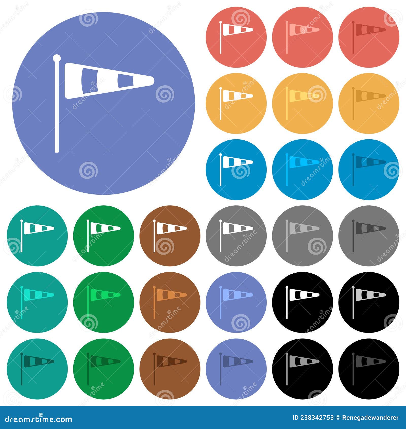 Windsock Indicator Solid Round Flat Multi Colored Icons Stock Vector ...