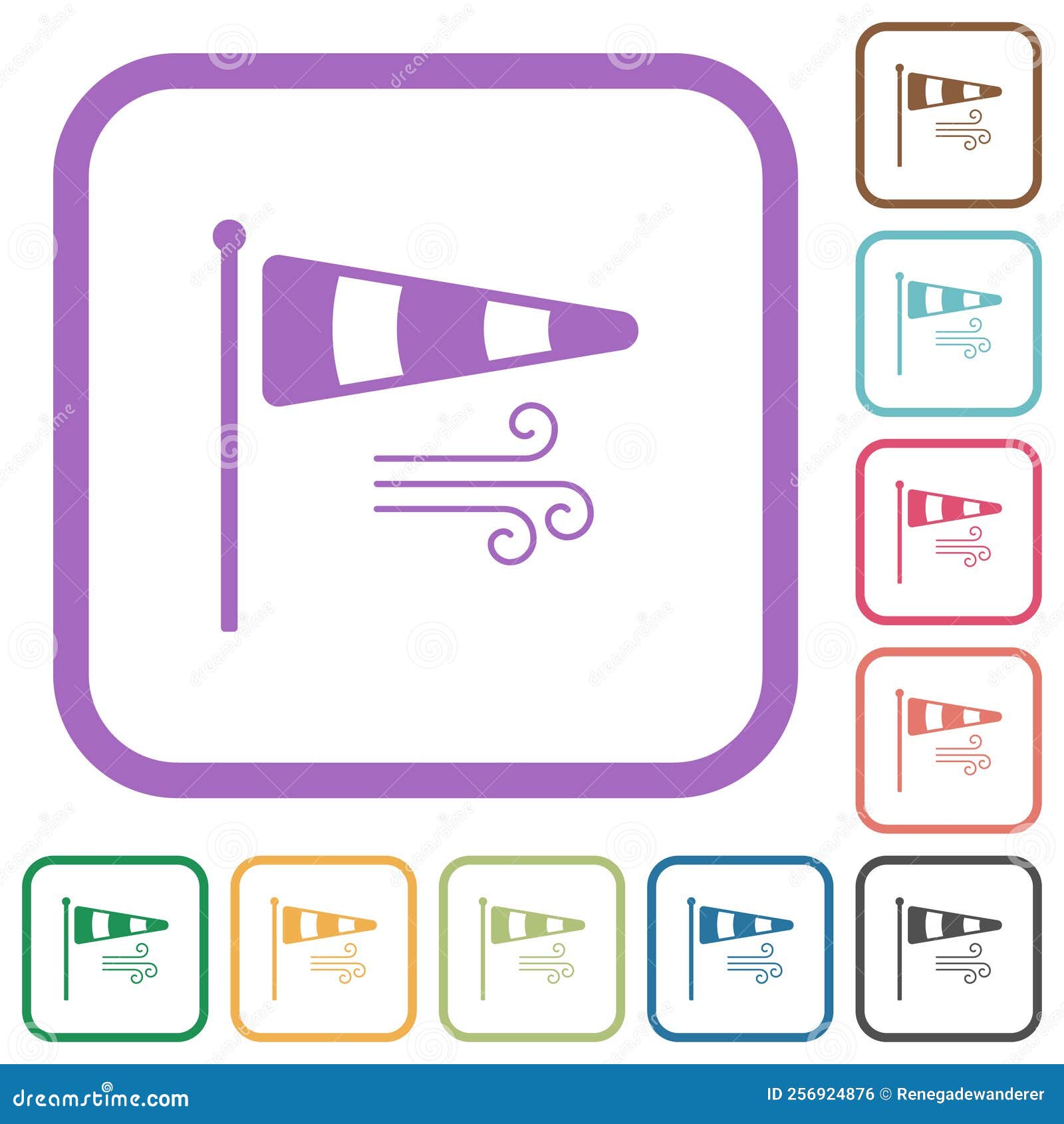 Windsock Indicator with Wind Solid Simple Icons Stock Vector ...
