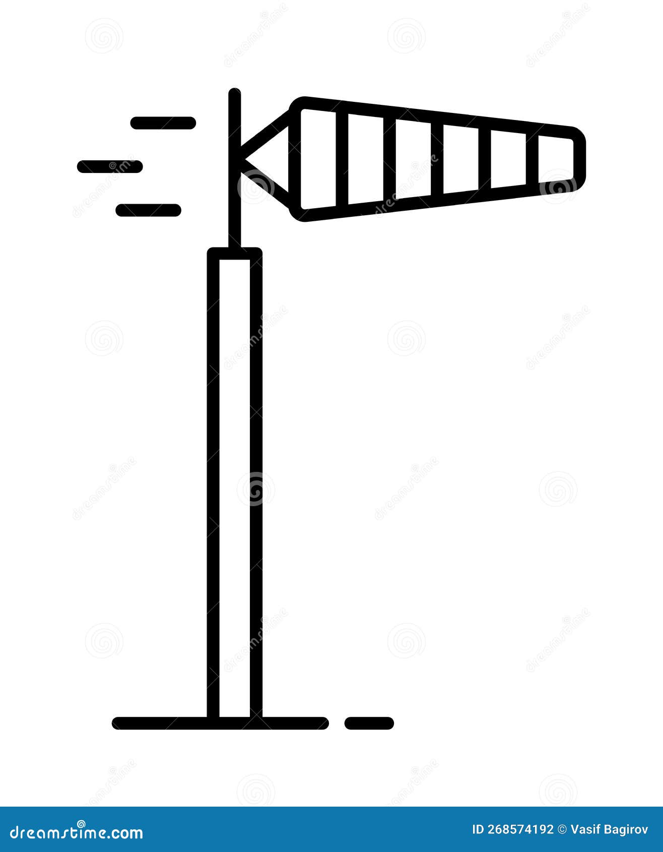 Windsock, Line Vector Icon On Transparent Background. Outline Windsock ...