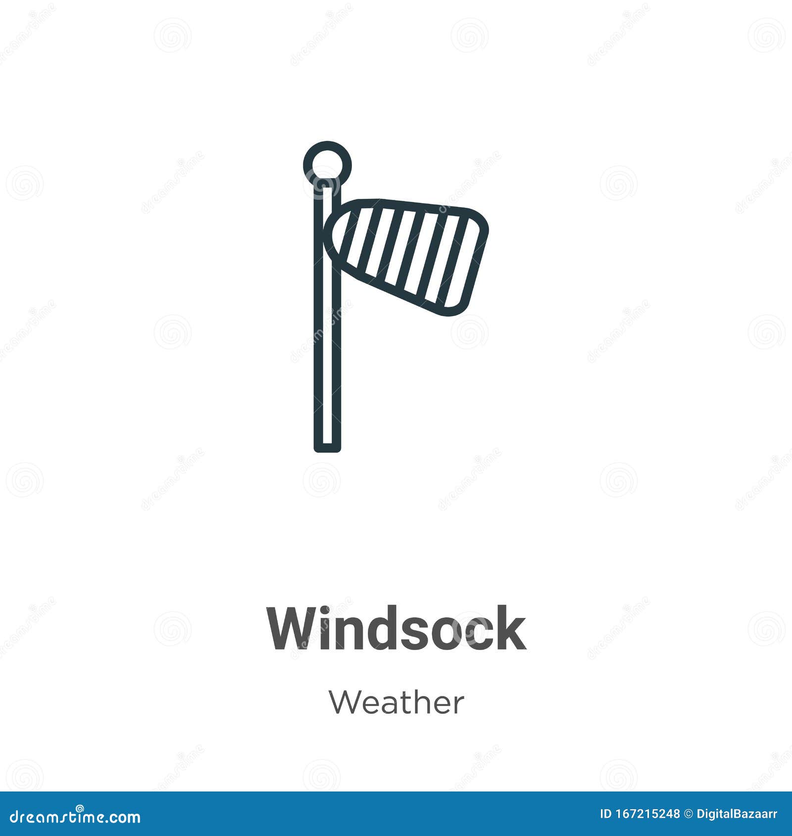 Windsock Outline Vector Icon. Thin Line Black Windsock Icon, Flat Vector Simple Element ...
