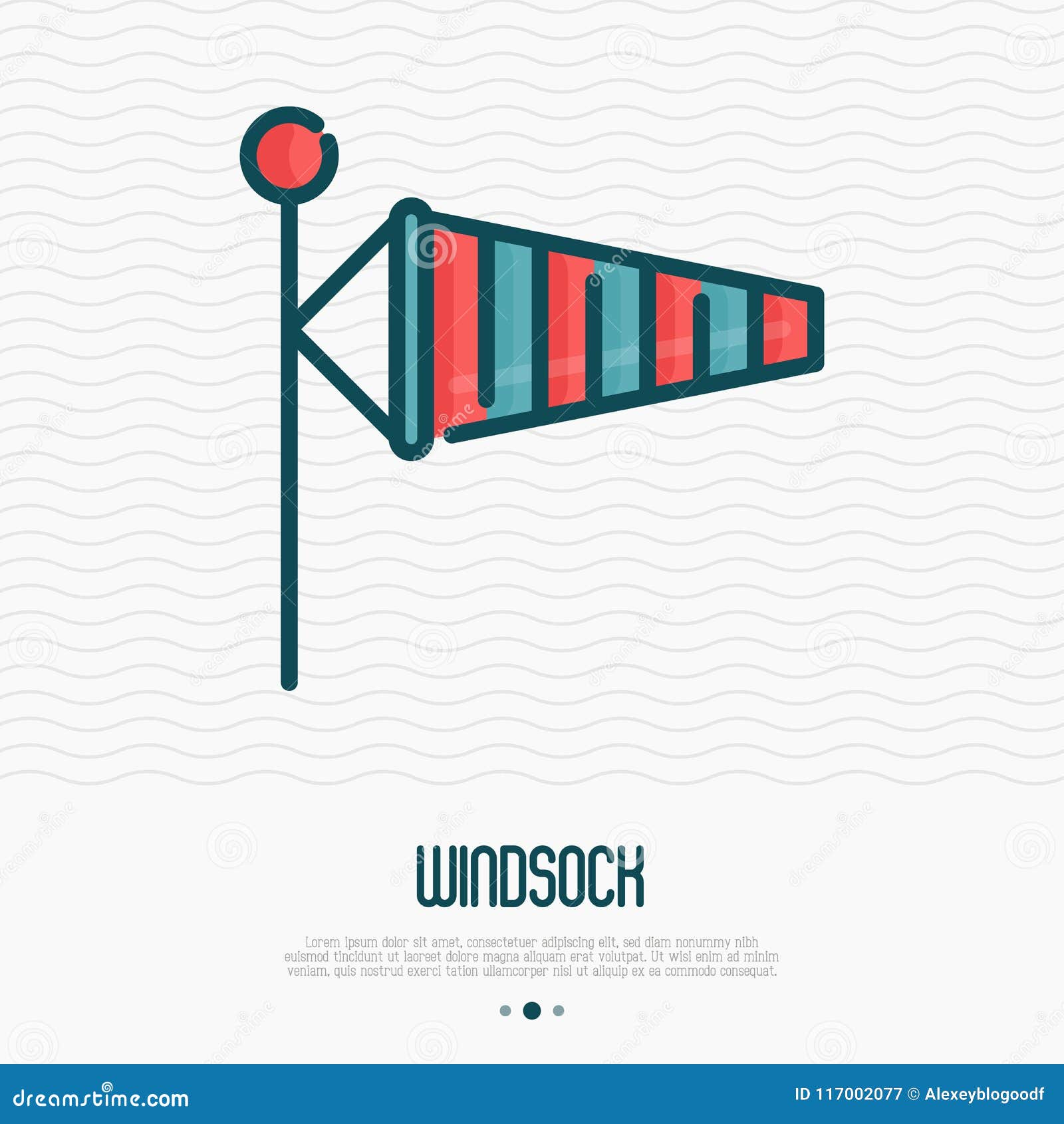 Windsock Thin Line Icon. Vector Illustration Stock Vector ...