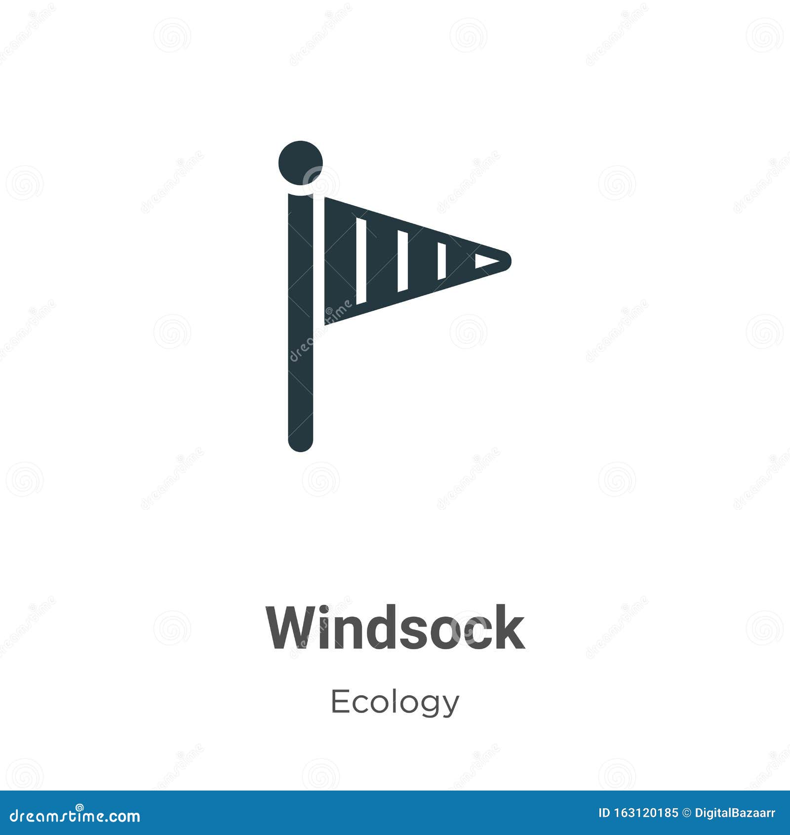 Windsock Vector Icon on White Background. Flat Vector Windsock Icon ...